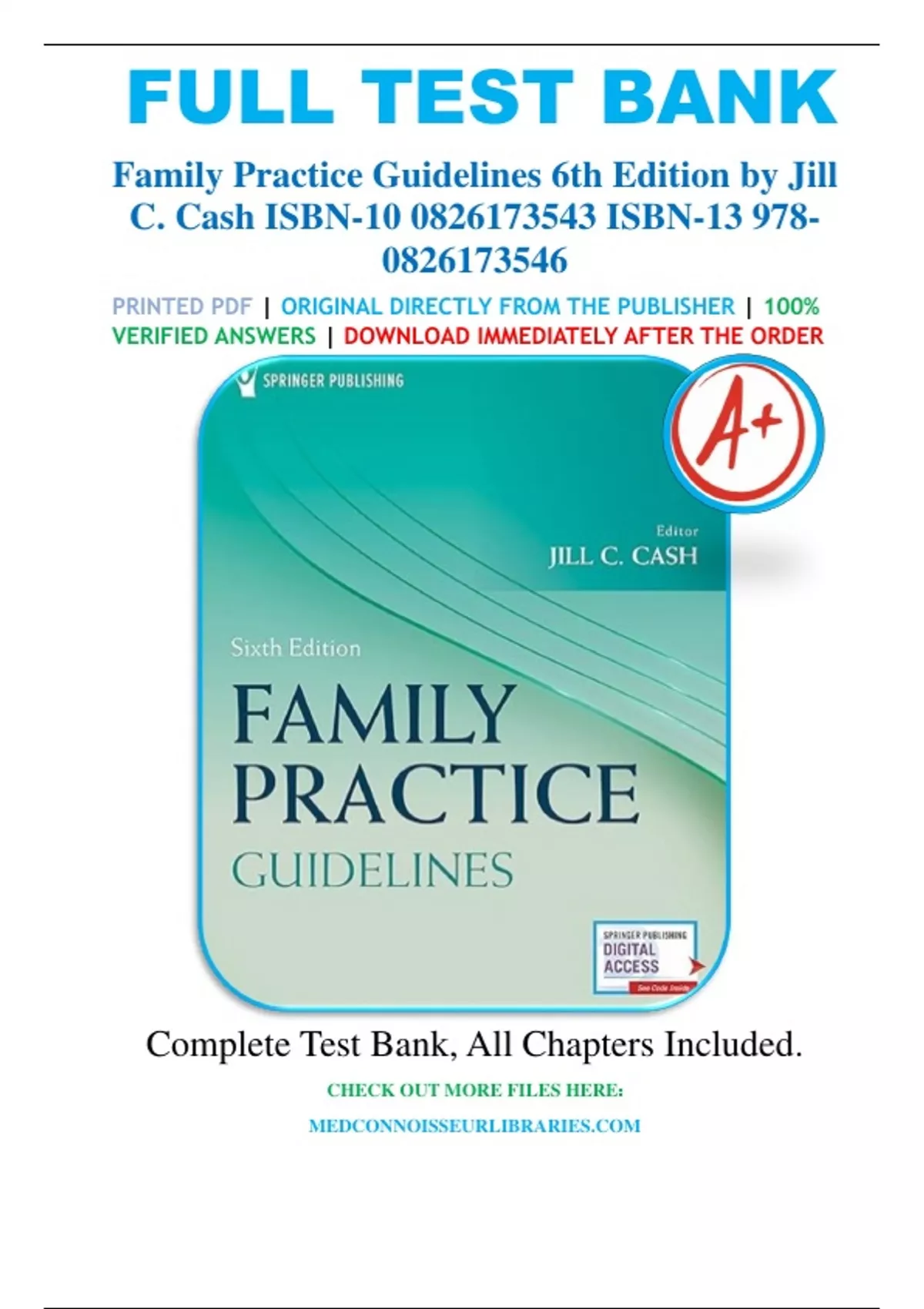 Test Bank For Family Practice Guidelines 6th Edition by Jill C. Cash ...