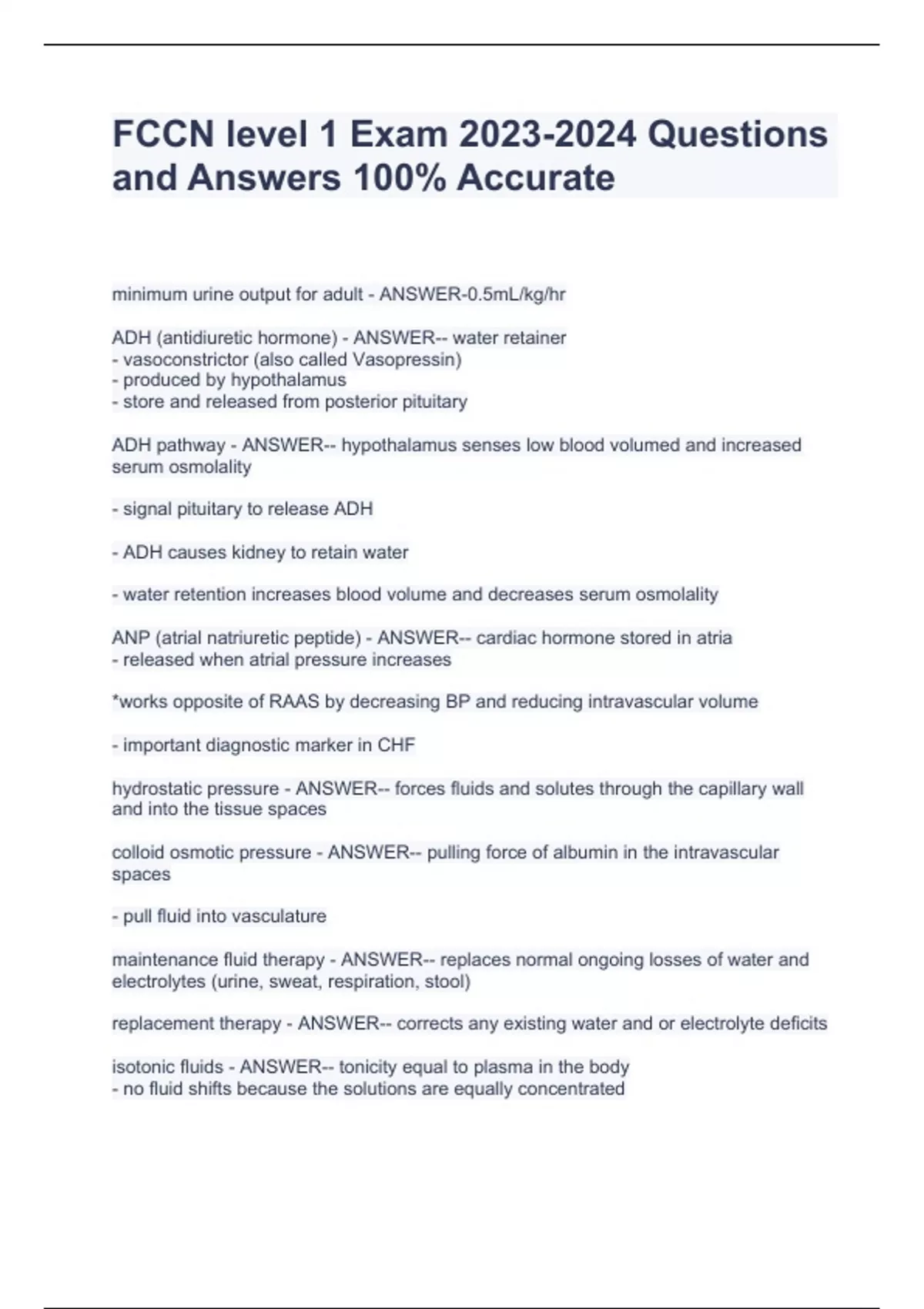 FCCN level 1 Exam Questions and Answers 100% Accurate - FCCN level 1 ...