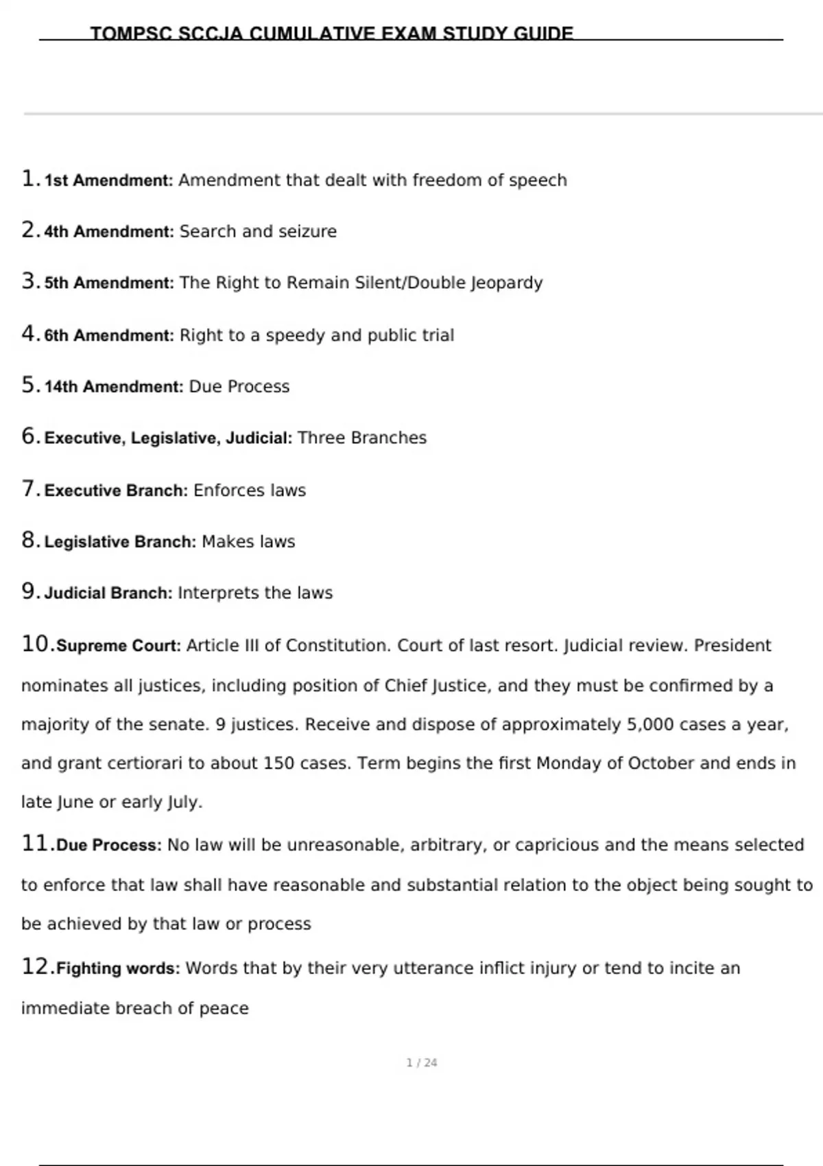 TOMPSC SCCJA Cumulative Exam Study Guide with complete solutions - TOMPSC SCCJA Cumulative ...
