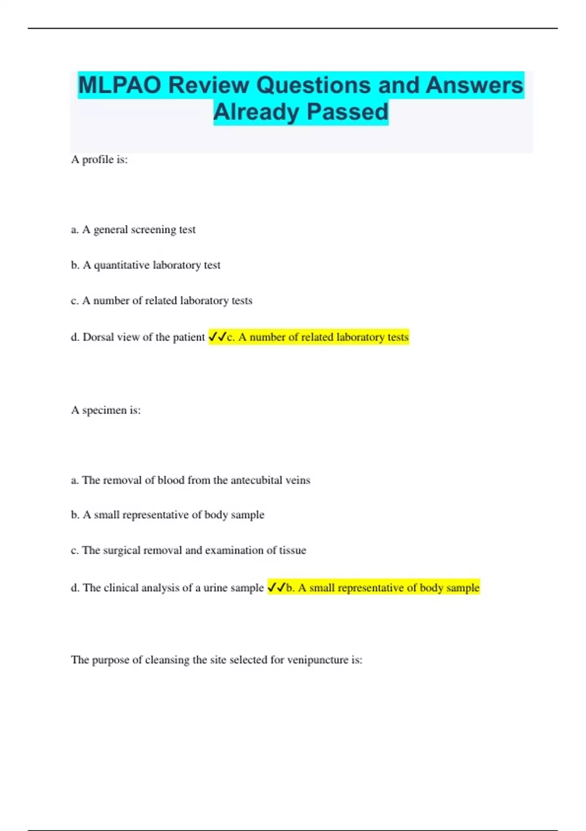 MLPAO Bundled Exams Questions and Answers Latest Versions (2023/2024 ...