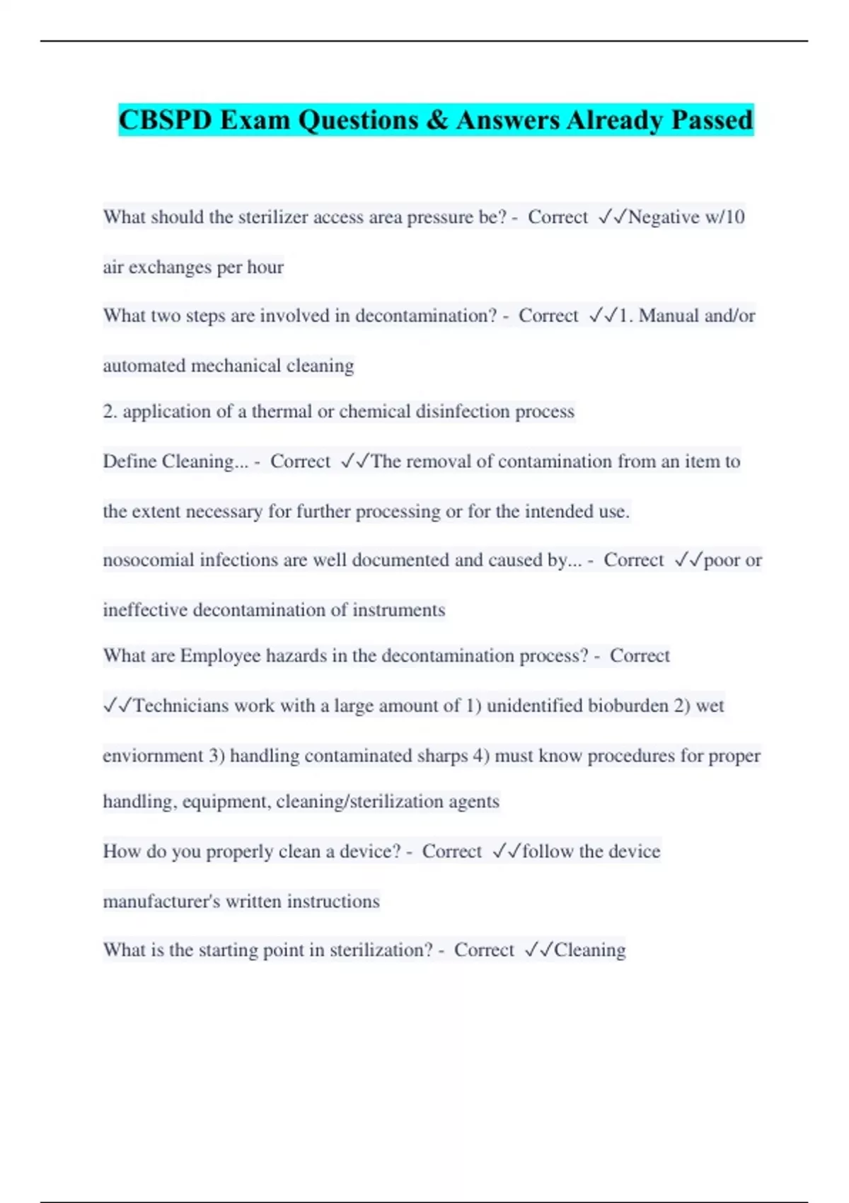 CBSPD Exam Questions & Answers Already Passed - Stuvia US