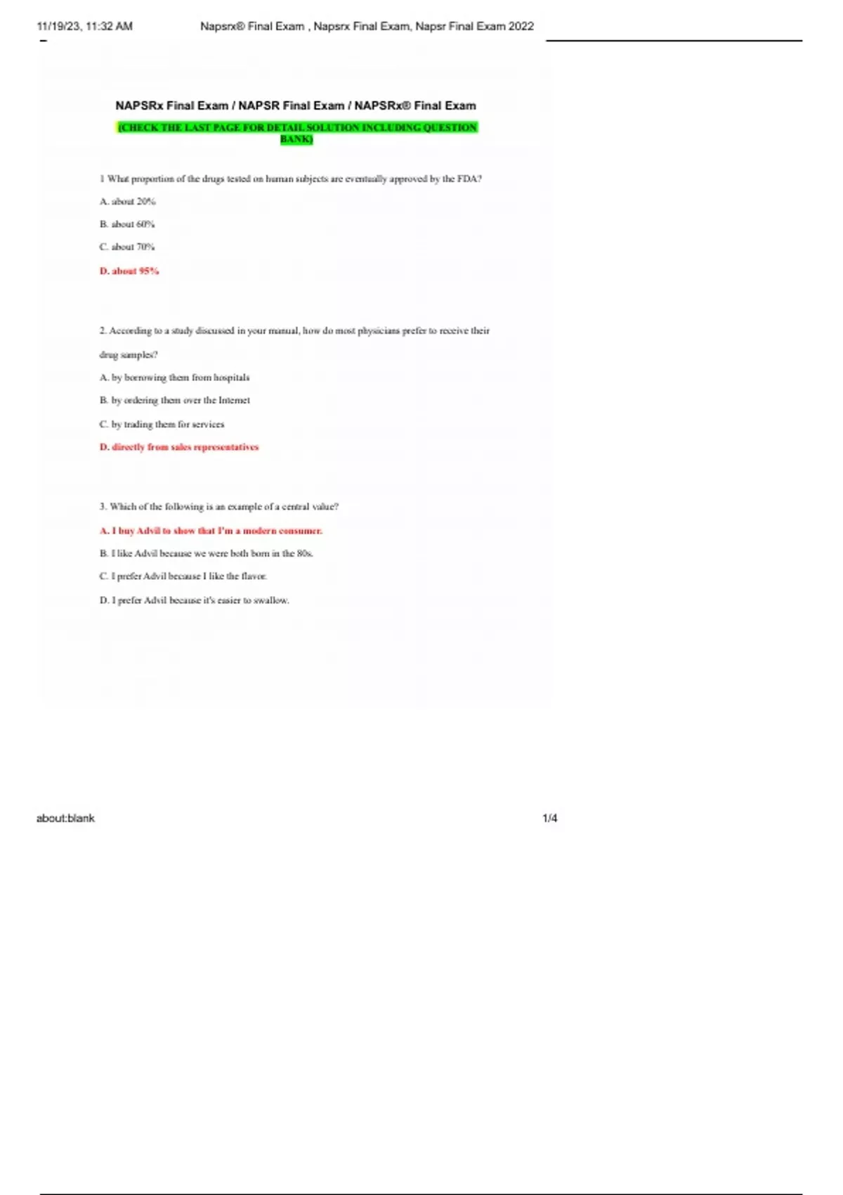 Napsrx® Final Exam , Napsrx Final Exam, Napsr Final Exam 2023 - Napsrx ...