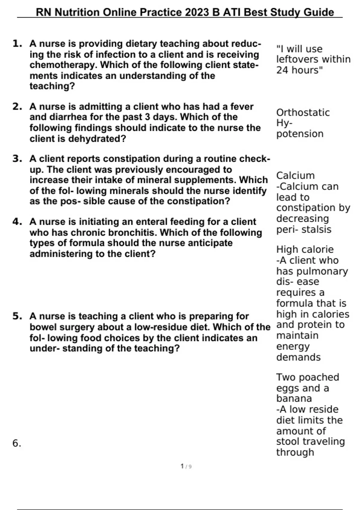 RN Nutrition Online Practice 2023 B ATI Best Study Guide - Stuvia US