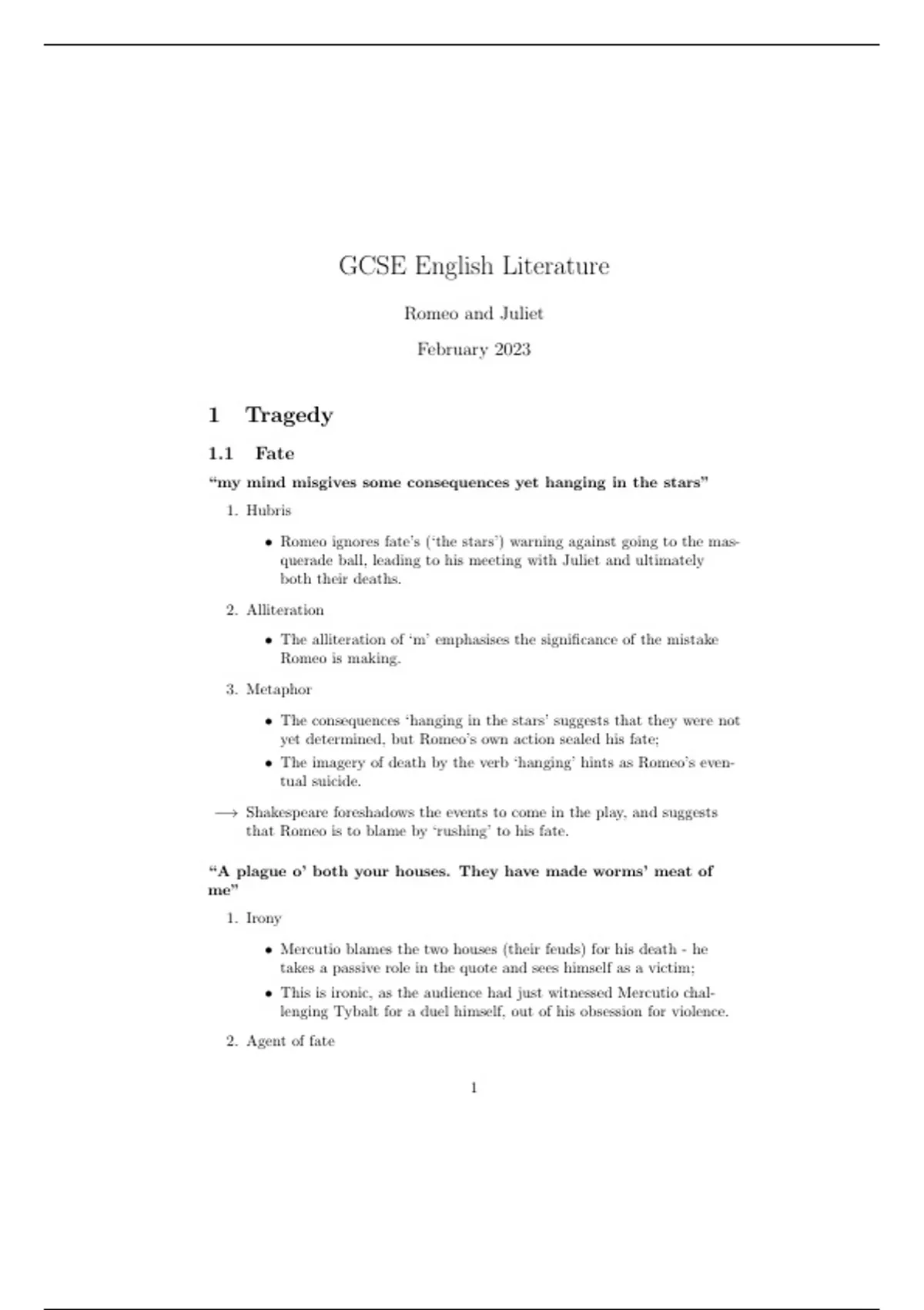 Summary Gcse English Literature, Romeo and Juliet summarised - English ...