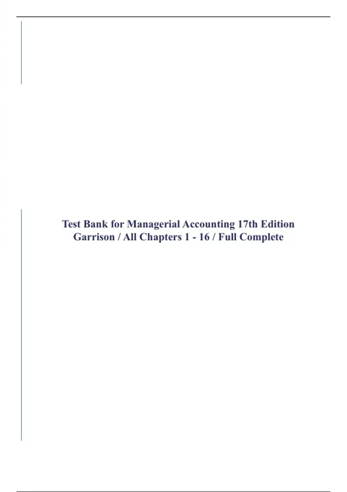 Test Bank for Managerial Accounting 17th Edition Garrison / All ...