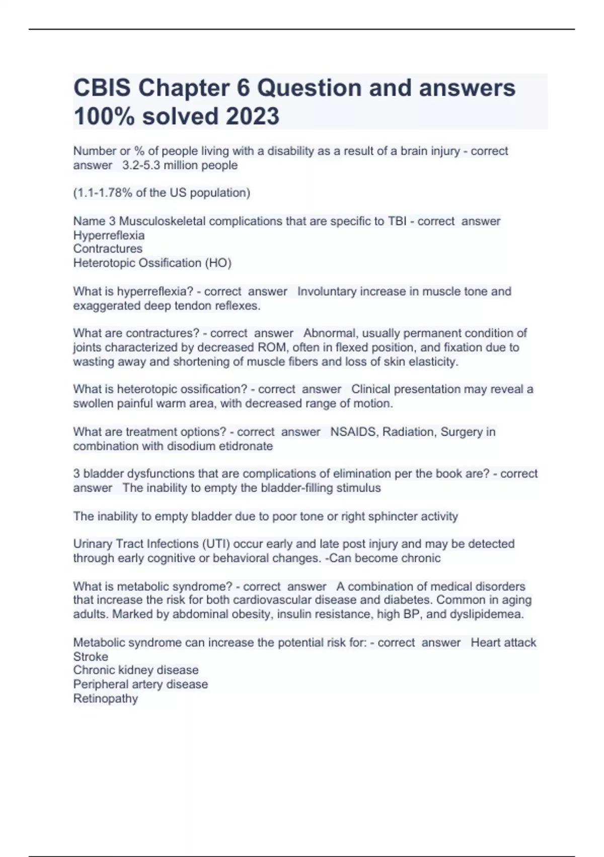 CBIS Chapter 6 Question and answers 100% correct 2023/2024 - CBIS - Stuvia US