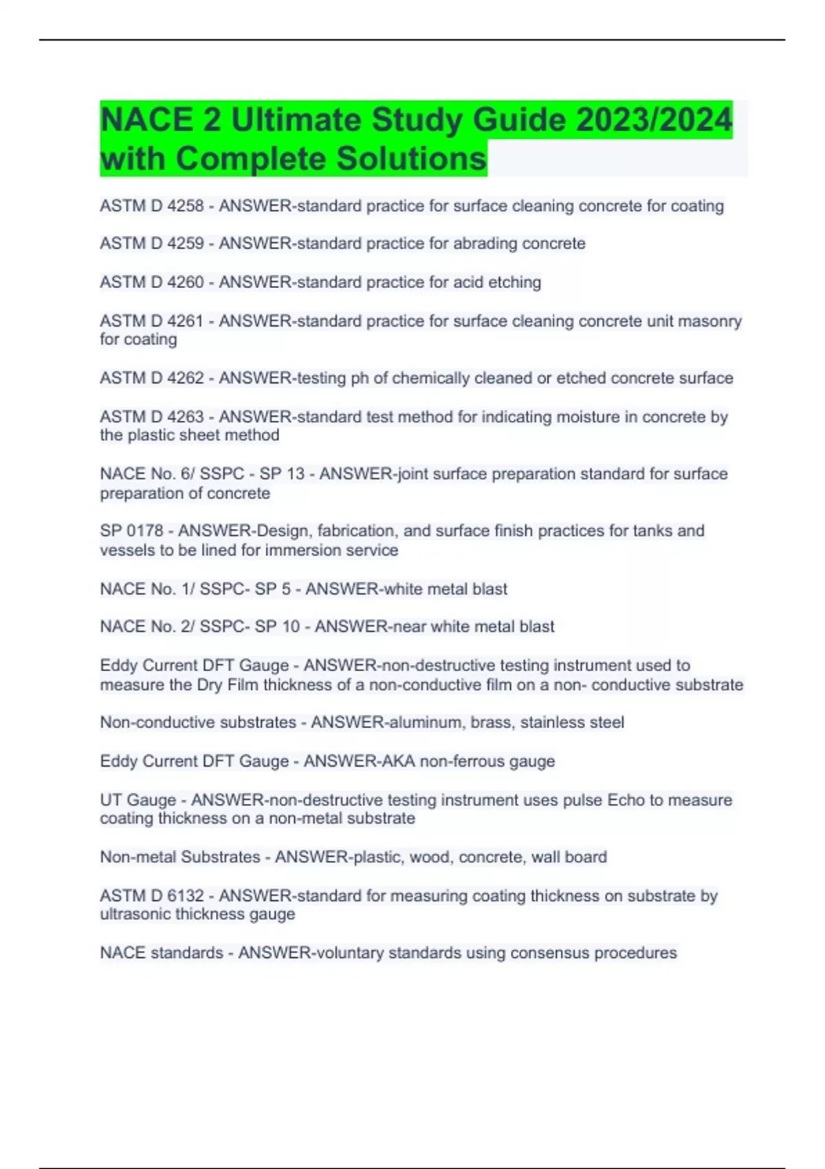 NACE 2 Ultimate Study Guide 2023/2024 with Complete Solutions - NACE 2 ...
