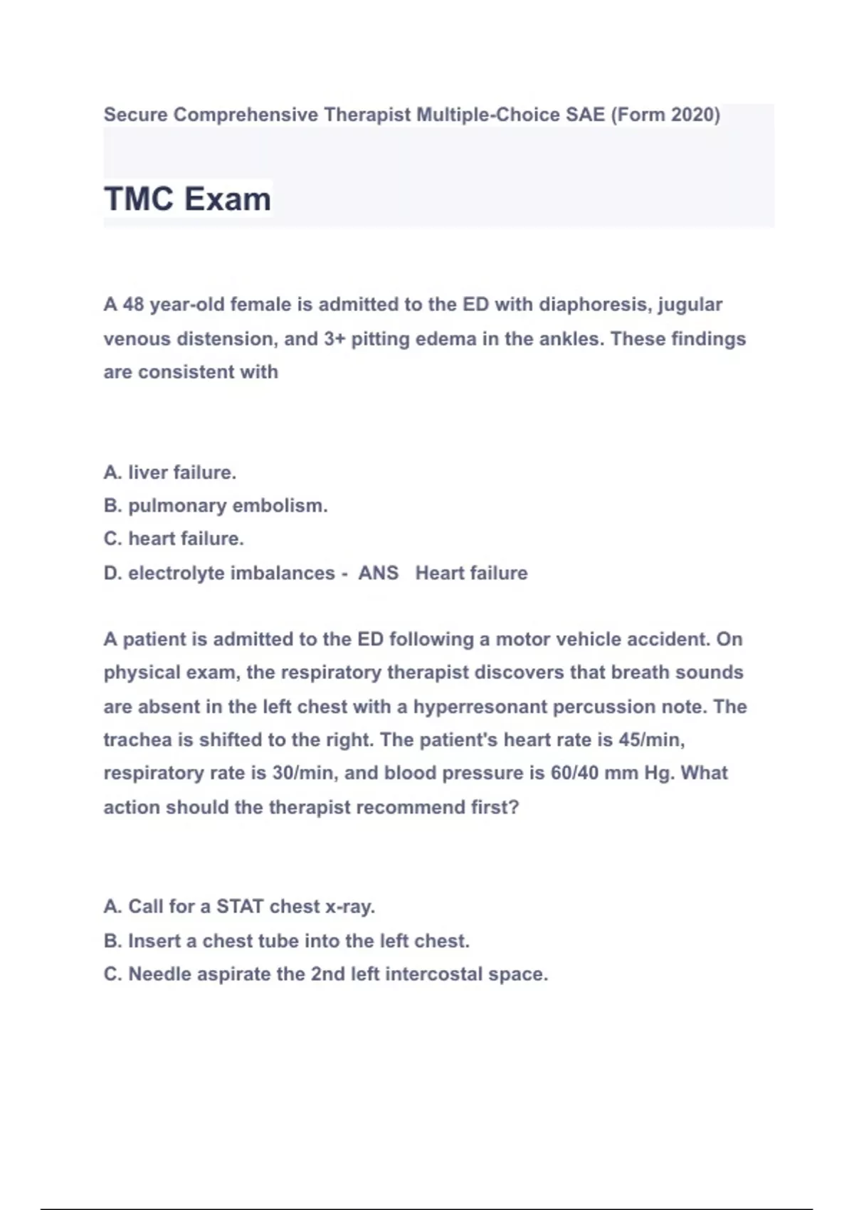 Secure Comprehensive Therapist Multiple-Choice SAE (Form 2020) - Secure Comprehensive Therapist ...