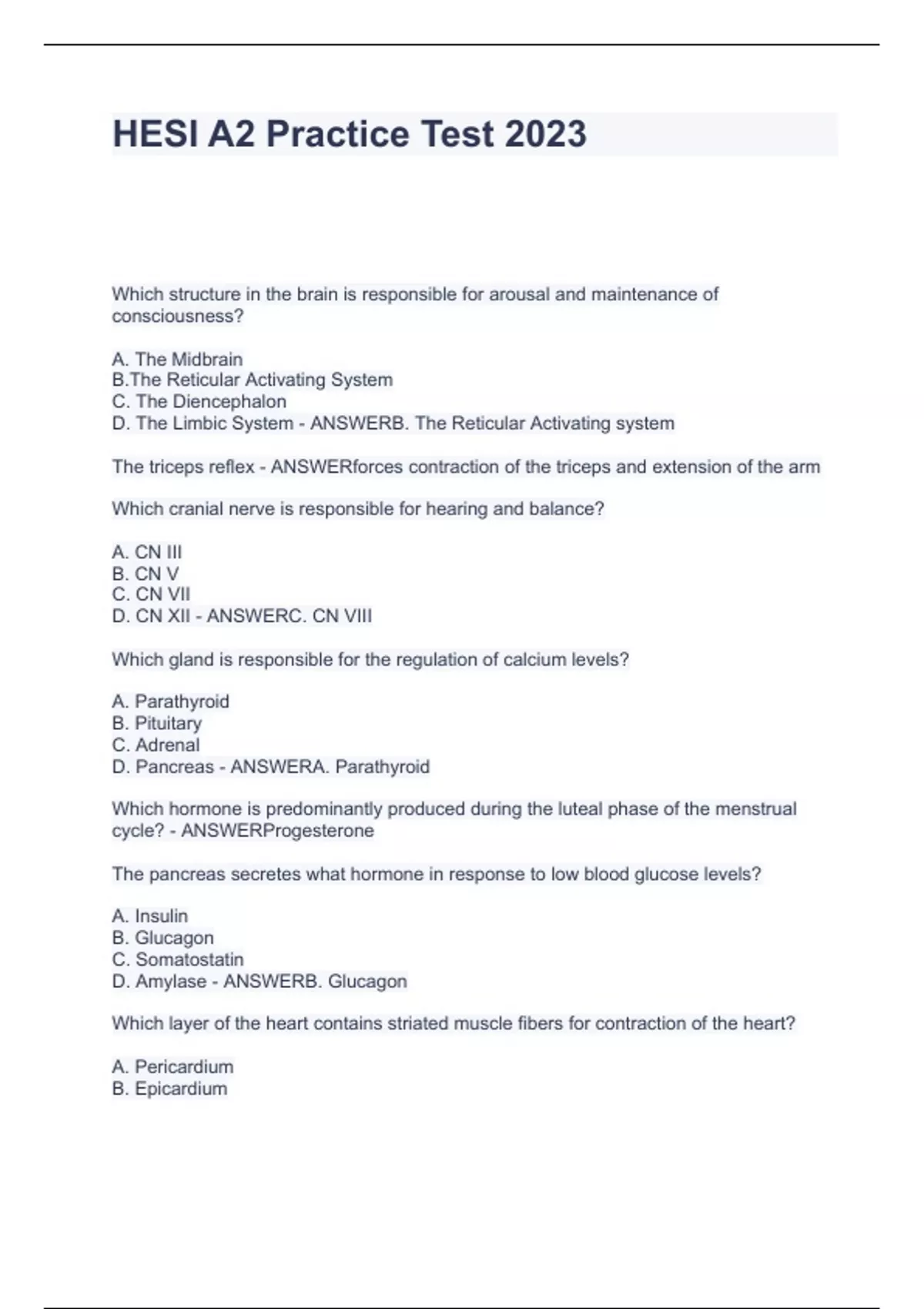 HESI A2 Practice Test 2023 QUESTIONS WITH SOLUTIONS - HESI - Stuvia US