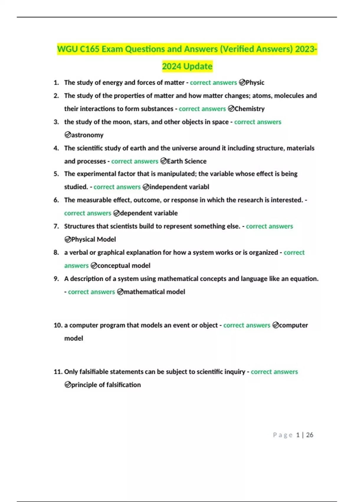 WGU C165 Exam Questions and Answers (Verified Answers) Update. - WGU ...