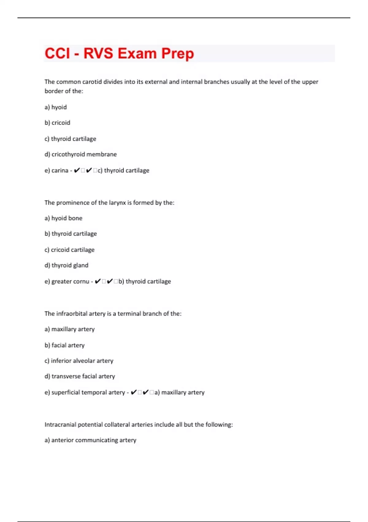 CCI - RVS Exam Prep| 223 Questions And Answers|28 Pages - CCI ...