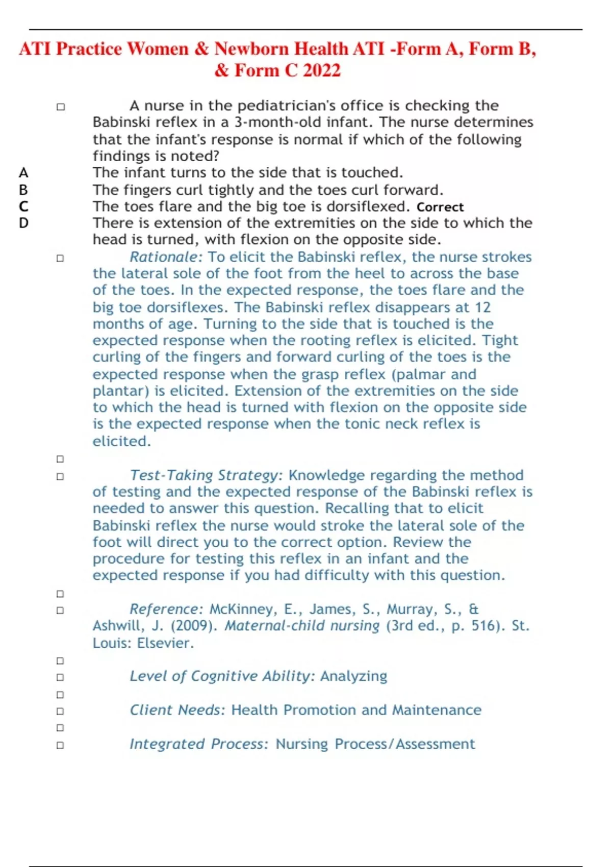 ATI Practice Women & Newborn Health ATI -Form A, Form B, & Form C 2022 ...
