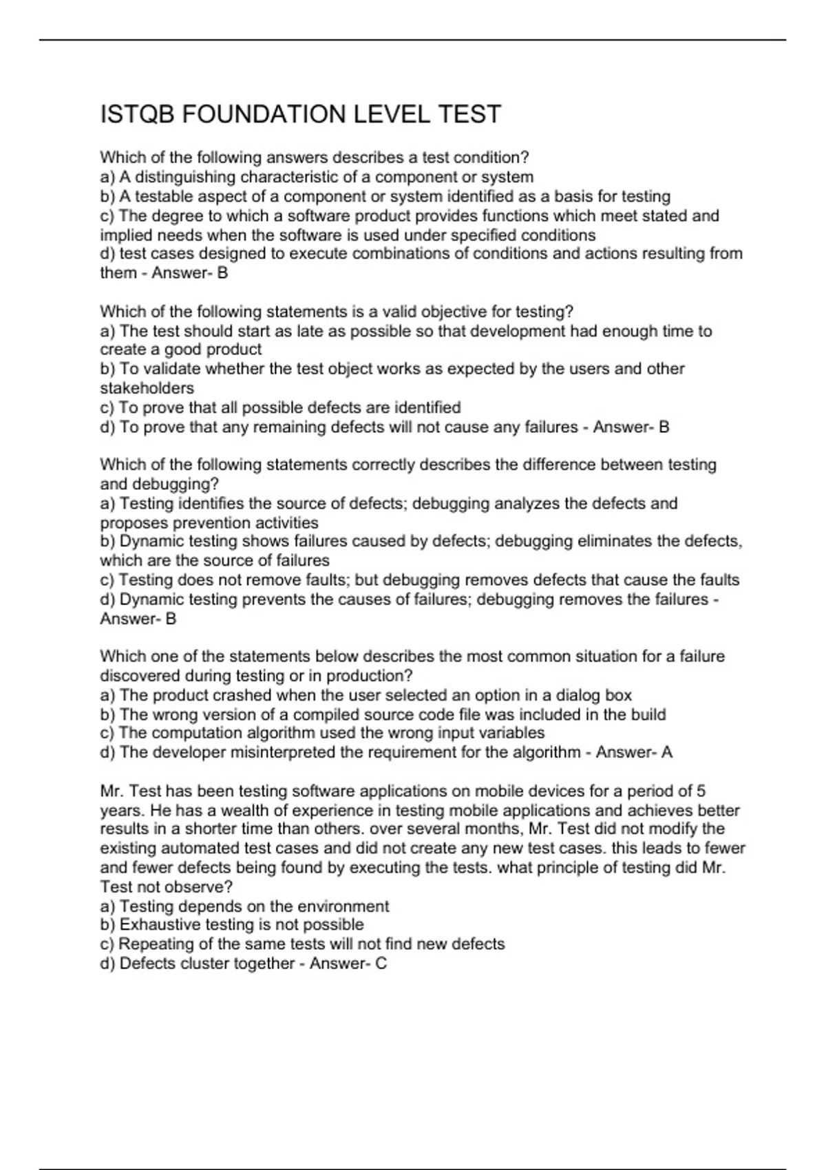 Istqb Foundation Level Test Istqb Stuvia Us