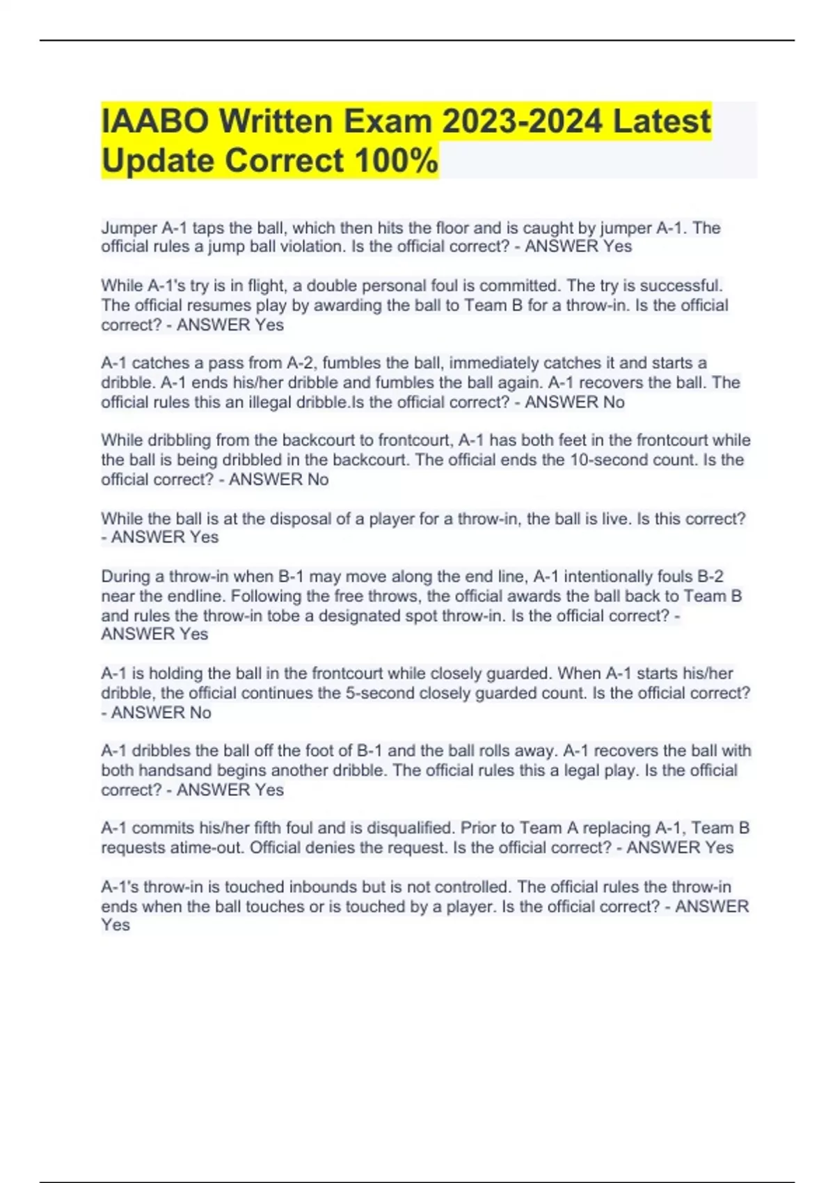 IAABO Written Exam Latest Update Correct 100%PACKAGE DEAL - Stuvia US