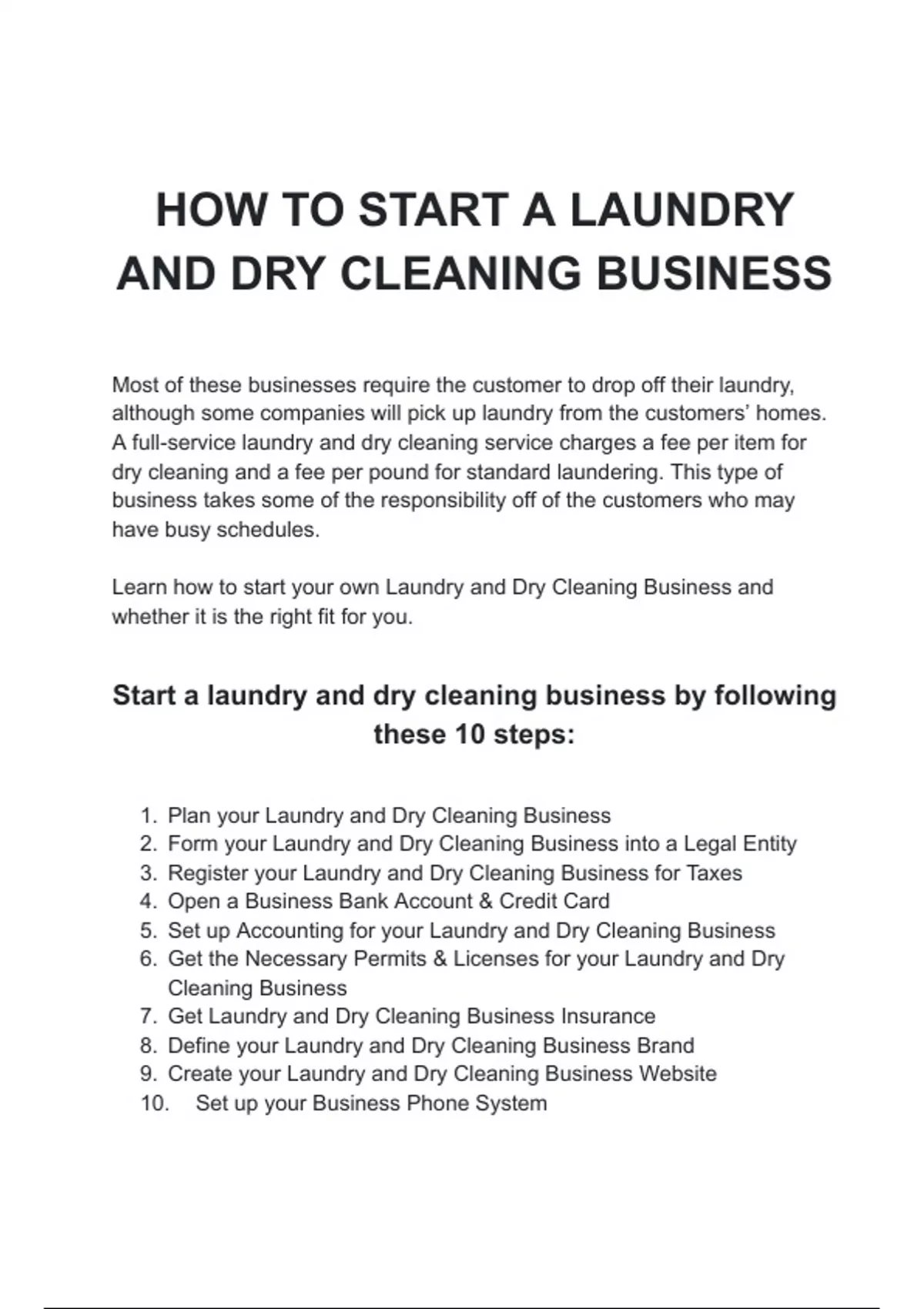 How to start a laundry and dry cleaning business (Small Business Idea ...
