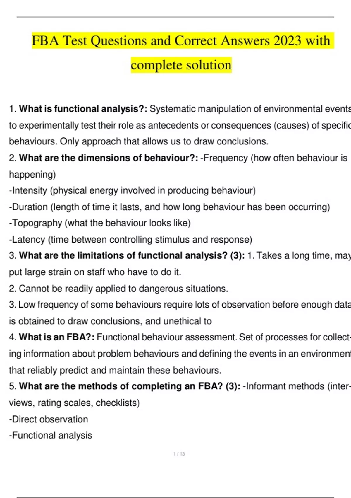 FBA Test Questions and Answers 2023 with complete solution - FBA ...