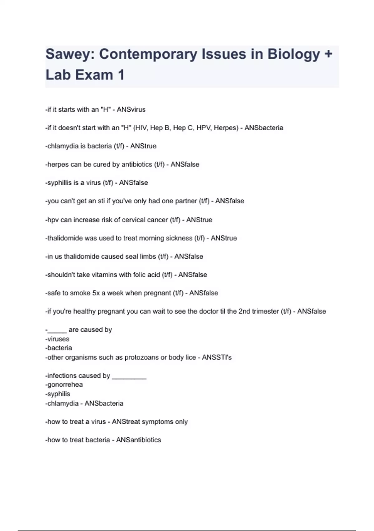Sawey: Contemporary Issues in Biology + Lab Exam 1 NEWEST 2026/2027 ...