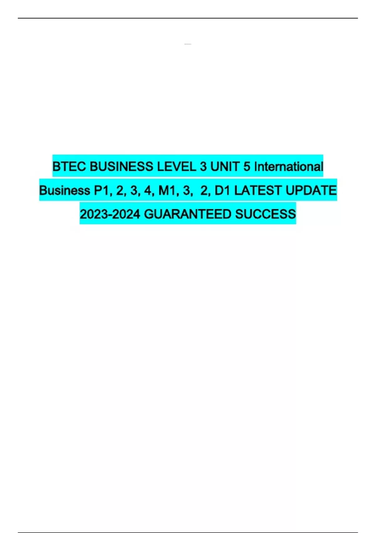 BTEC BUSINESS LEVEL 3 UNIT 5 International Business P1, 2, 3, 4, M1, 3 ...