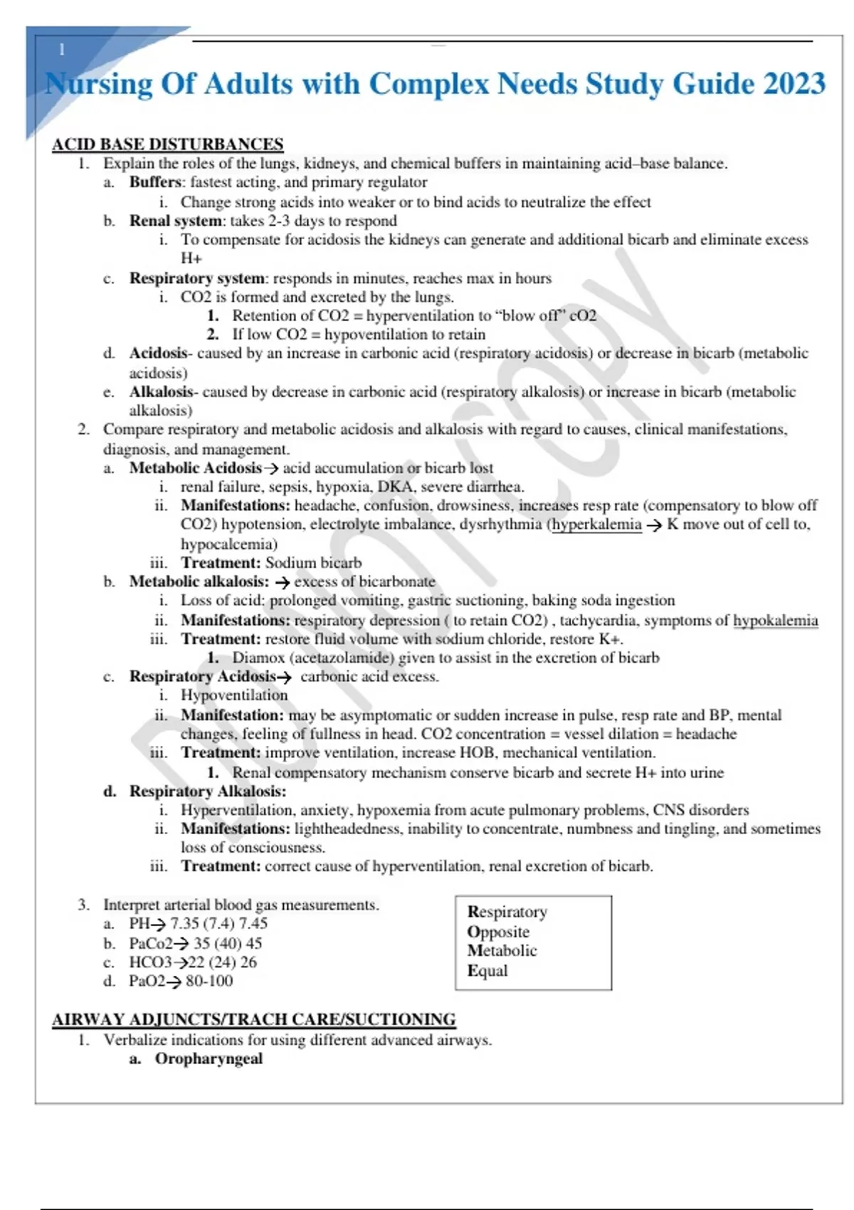 Nursing Of Adults with Complex Needs Study Guide 2023 - Nursing Of ...
