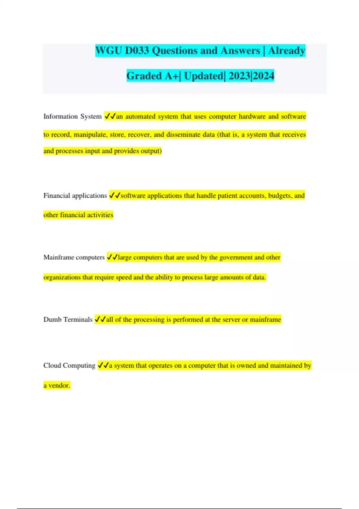 WGU D033 Questions and Answers | Already Graded A+| Updated| 2023|2024 ...