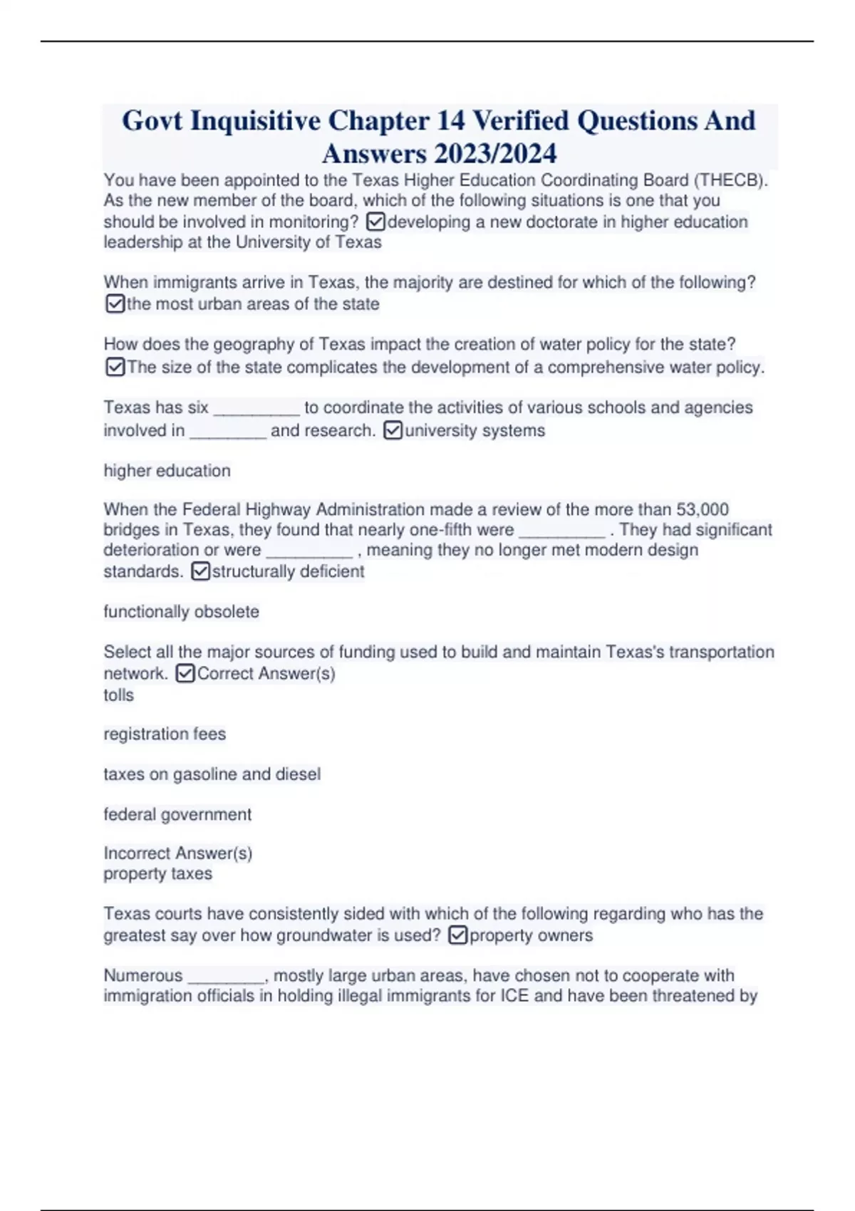 Govt Inquisitive Chapter 14 Verified Questions And Answers 2023/2024 ...