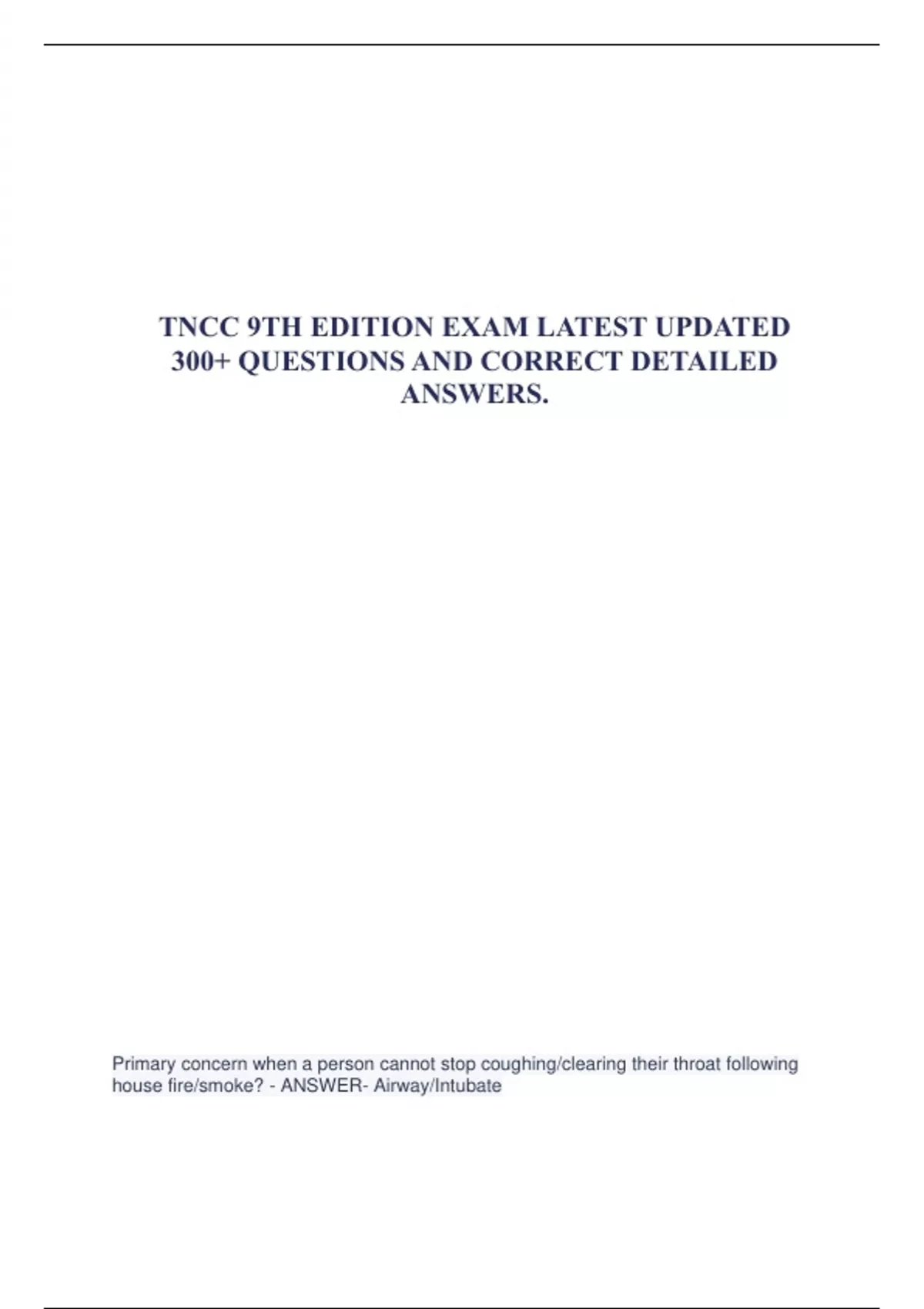 TNCC 9TH EDITION EXAM LATEST UPDATED 300+ QUESTIONS AND CORRECT ...