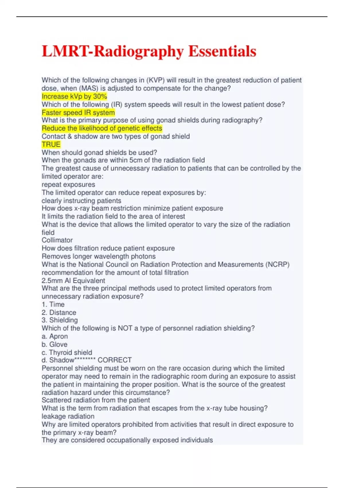 LMRT-Radiography A Comprehensive Guide. - LMRT-Radiography - Stuvia US