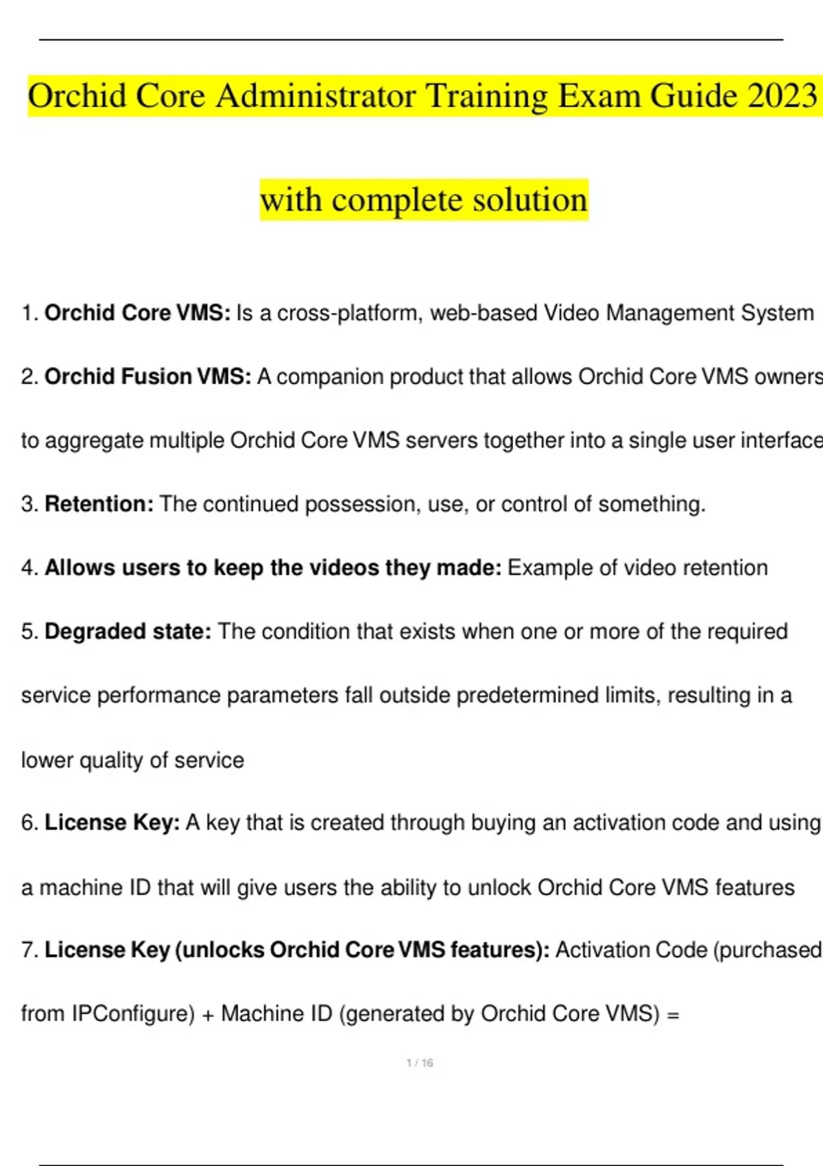 Orchid Core Administrator Training Exam Guide 2023 with complete solution - Orchid Core ...