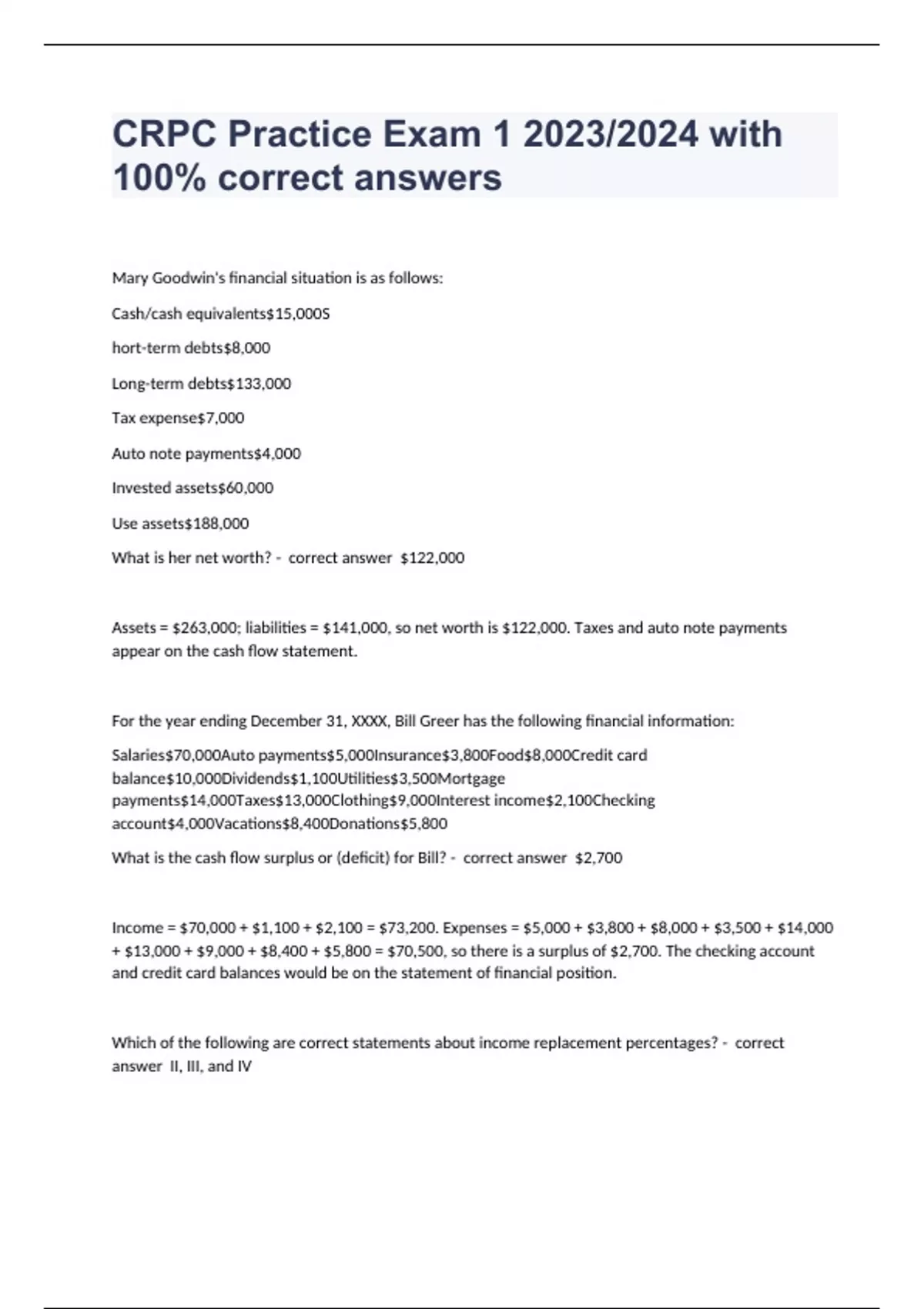 Crpc Practice Exam 1 2023 2024 With 100 Correct Answers Crpc Stuvia Us