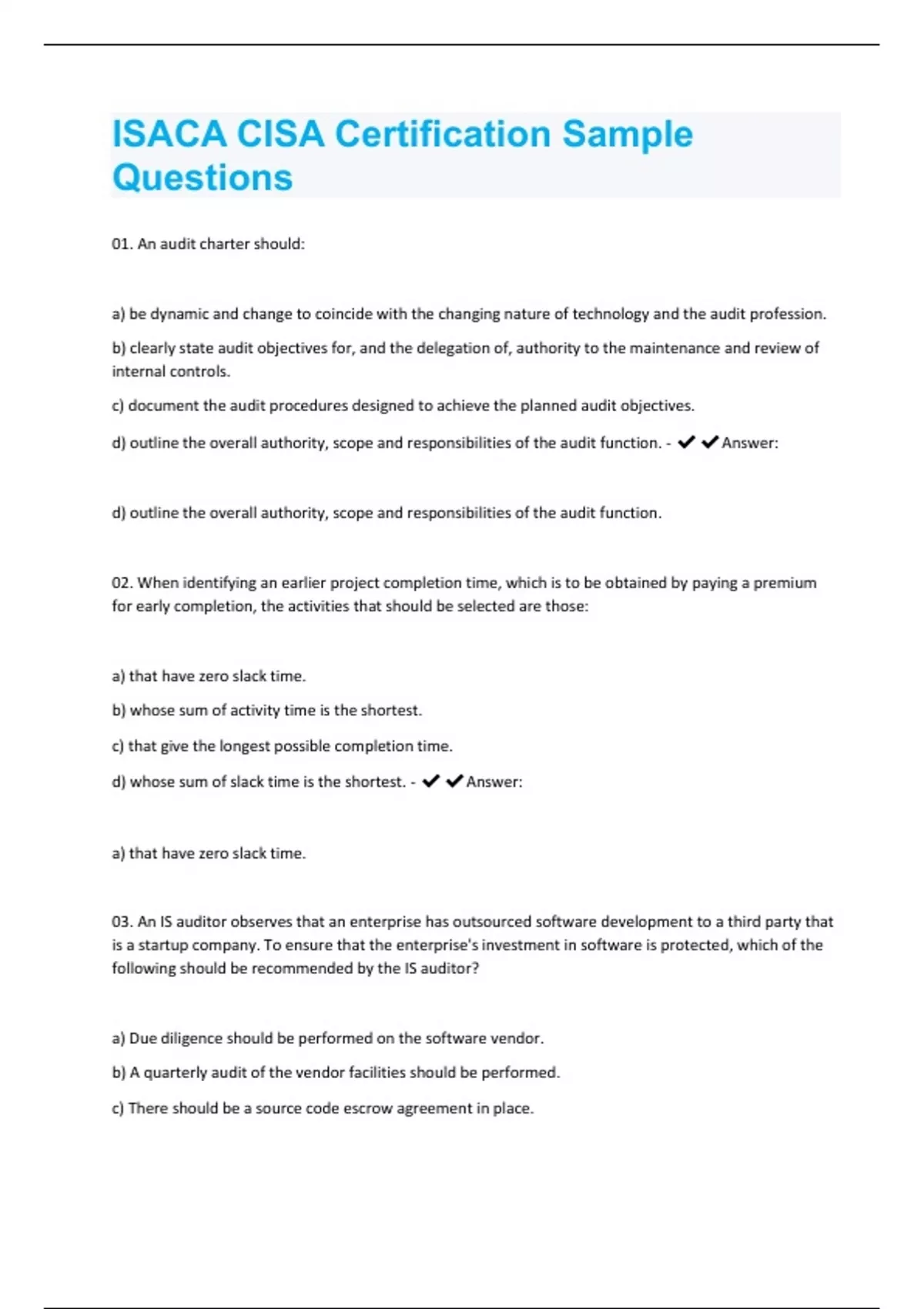 ISACA CERTIFICATION EXAM PACKAGE DEAL!! - Stuvia US