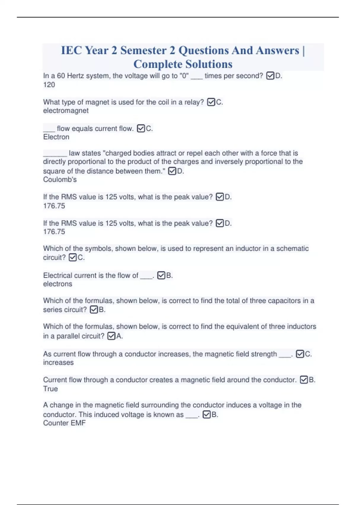 IEC Year 2 Semester 2 Questions And Answers | Complete Solutions - IEC ...