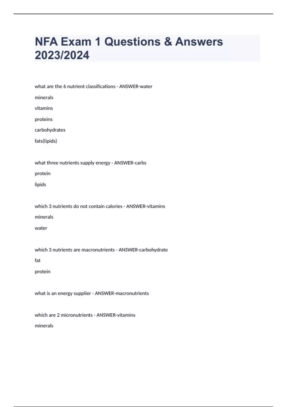 NFA Exam 1 Questions & Answers 2023/2024 - NFA - Stuvia US