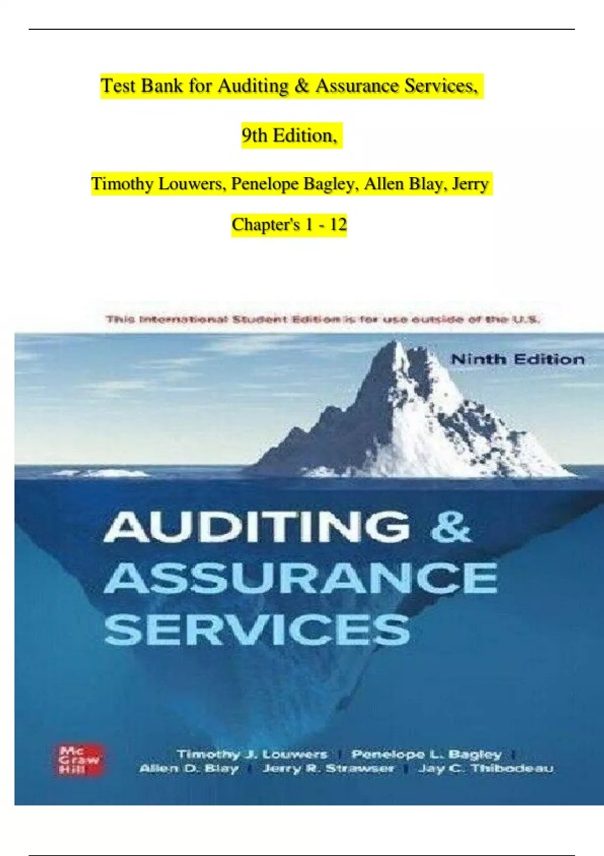 TEST BANK For Auditing and Assurance Services, 9th Edition by Timothy ...