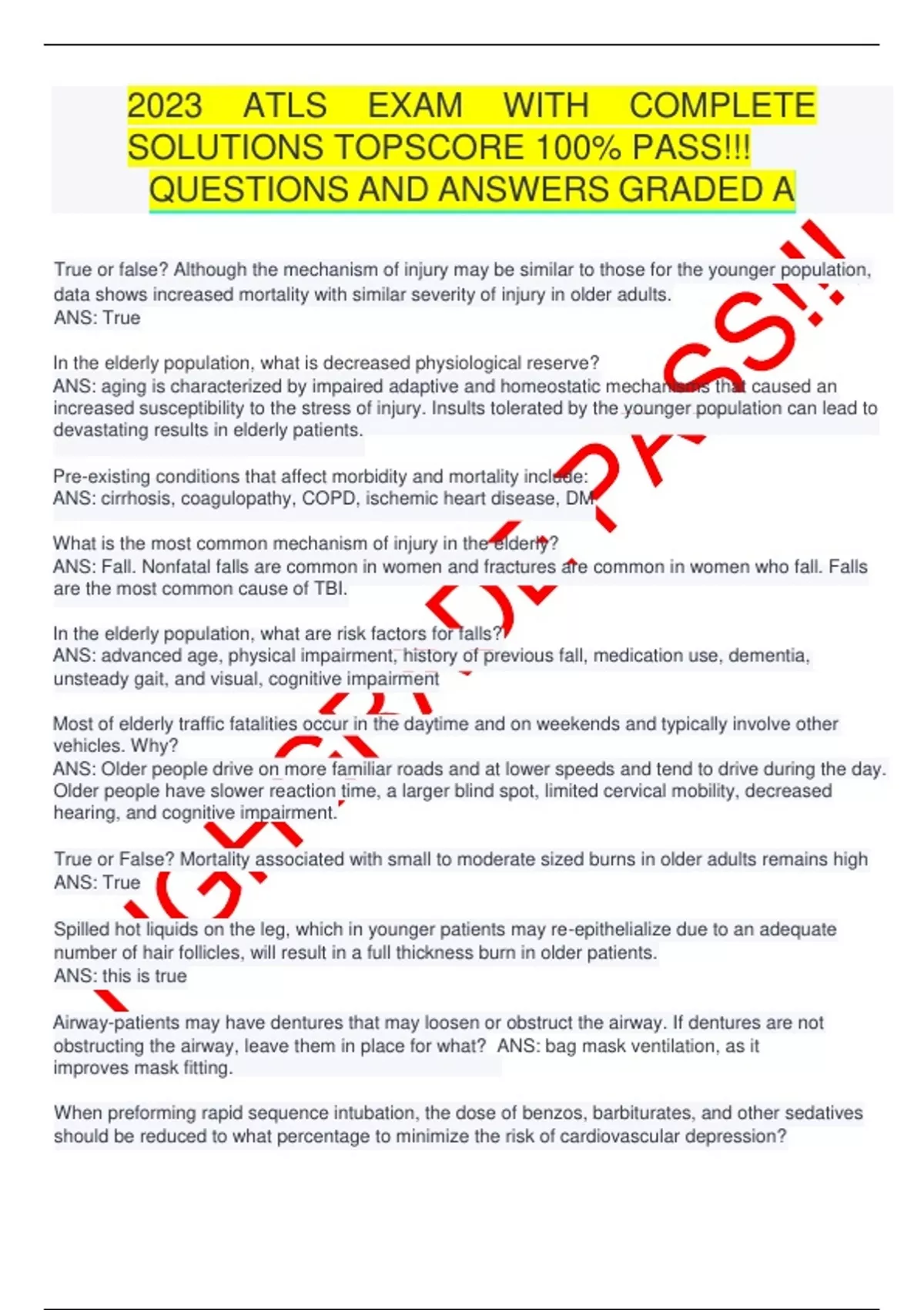 2023 ATLS EXAM WITH COMPLETE SOLUTIONS TOPSCORE 100- PASS!!!.pdf - 2023 ...
