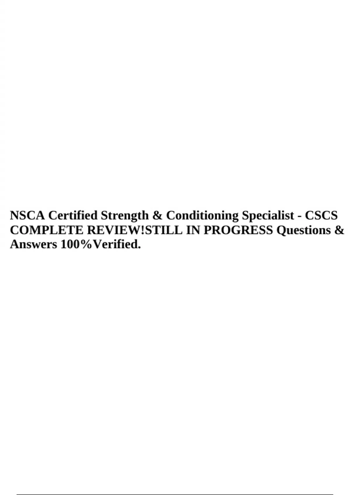 NSCA Certified Strength & Conditioning Specialist - CSCS COMPLETE ...