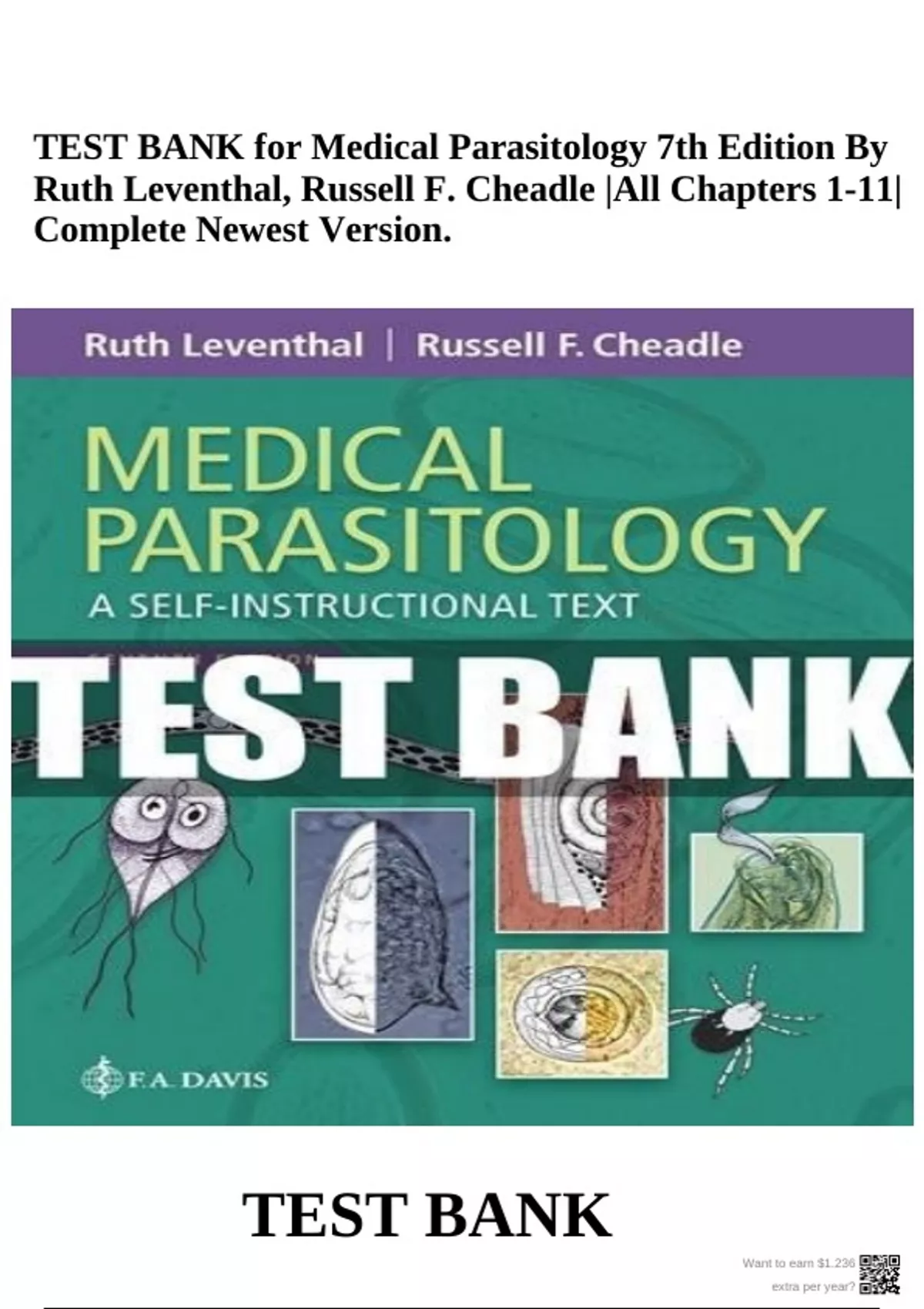 TEST BANK for Medical Parasitology 7th Edition By Ruth Leventhal ...