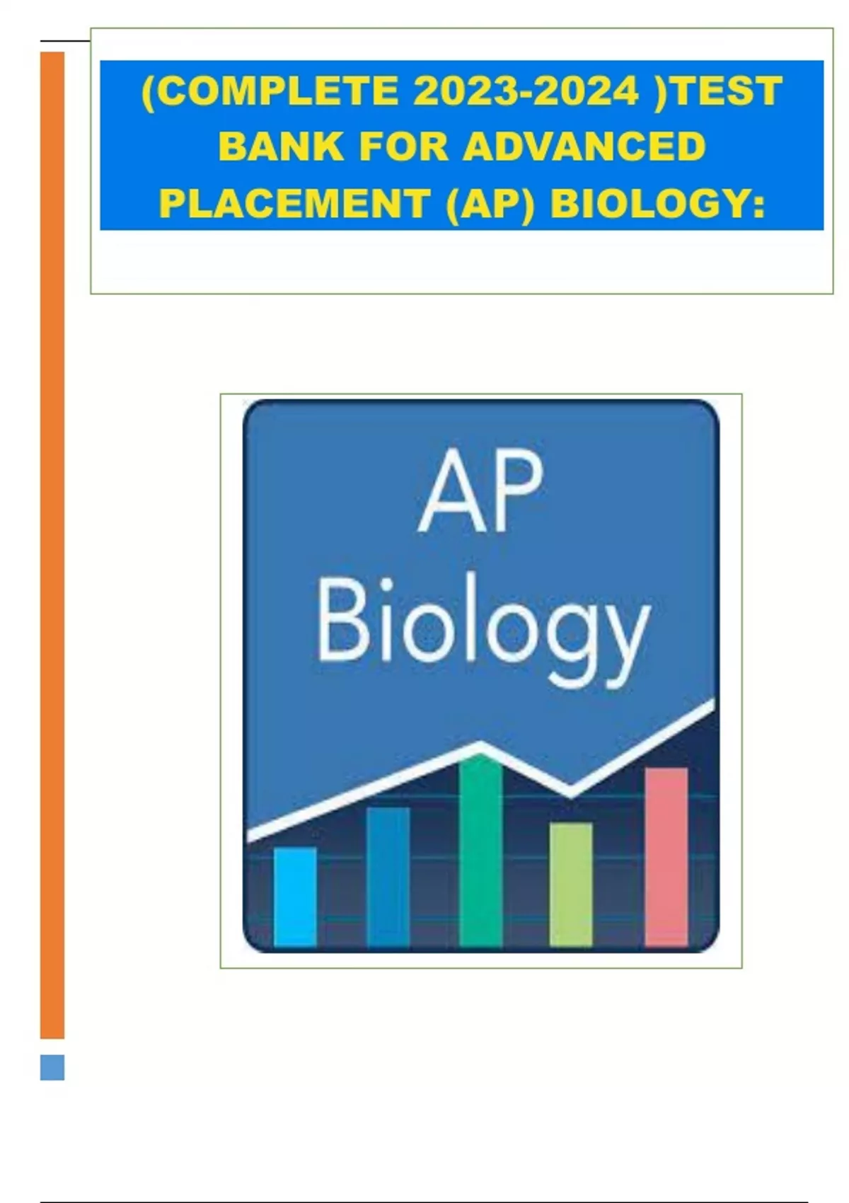 (COMPLETE )TEST BANK FOR ADVANCED PLACEMENT (AP) BIOLOGY: - ADVANCED ...