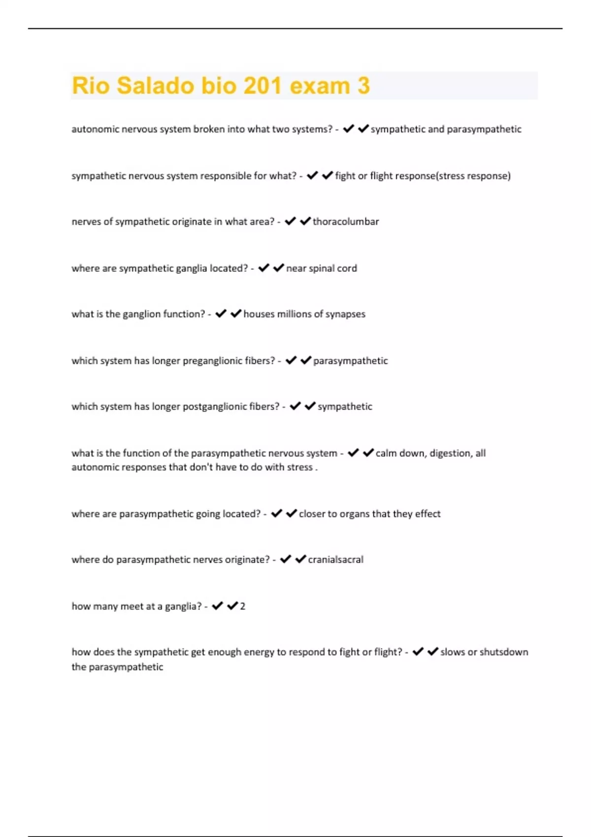 Rio Salado bio 201 exam 3 Questions and Answers with complete solution - Rio Salado bio 201 ...
