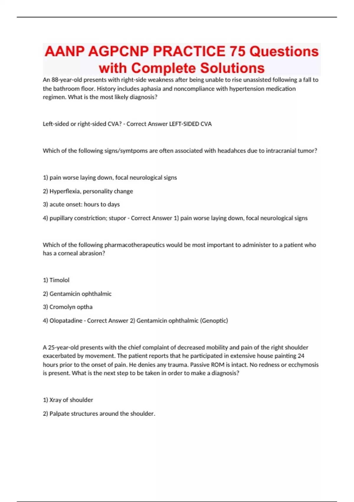 NP AANP Adult Gero Boards 283 Questions with Complete Solutions,AANP ...