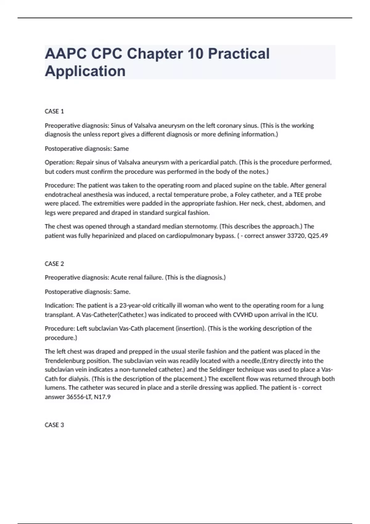 AAPC CPC Chapter 10 Practical Application question and answers graded A+ 2023/2024 - AAPC ...