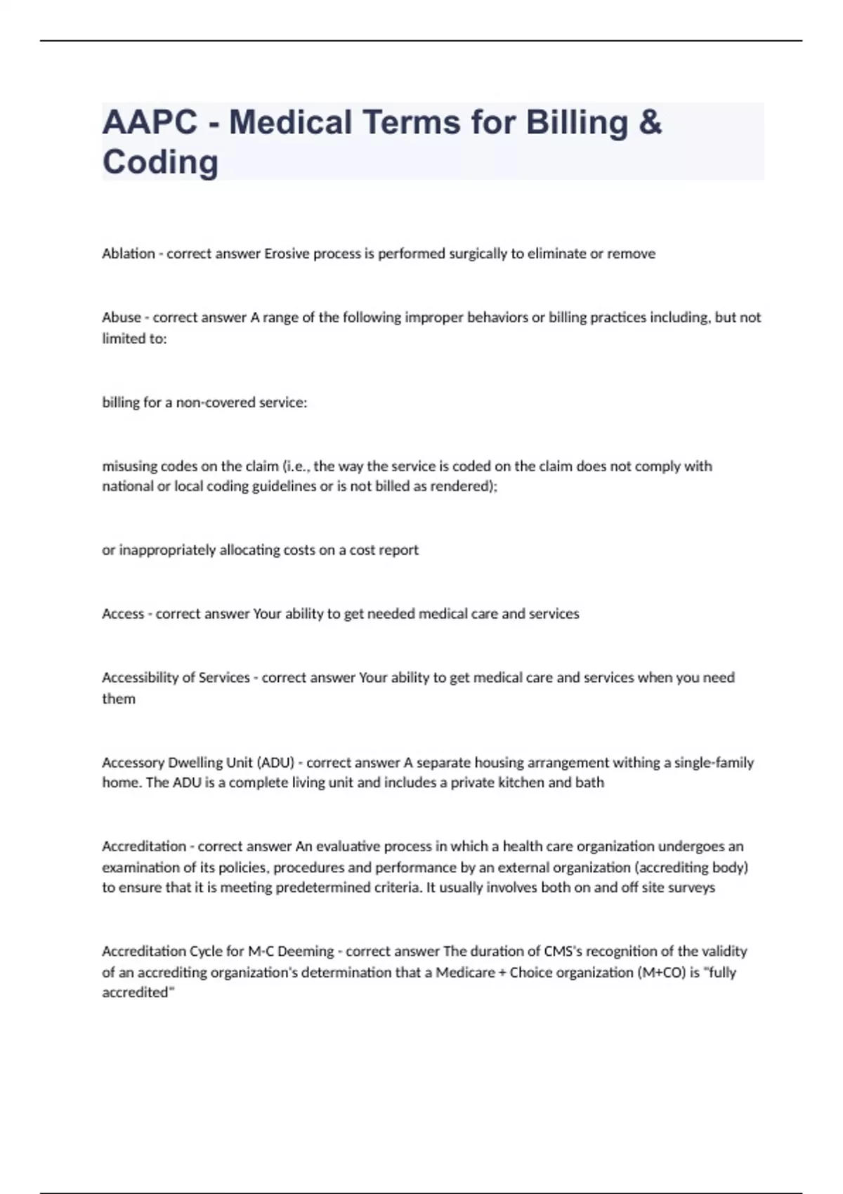 AAPC - Medical Terms for Billing & Coding 2023/2024 already passed ...