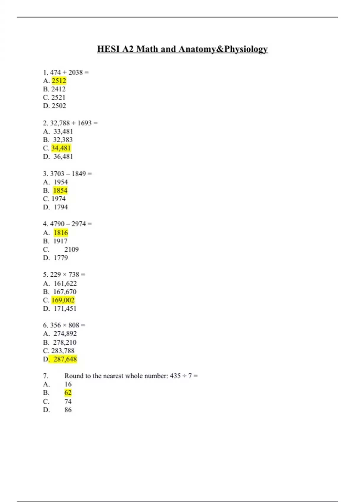 HESI A2 Math and Anatomy&Physiology - Hesi A2 - Stuvia US