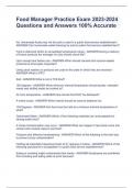 Food Manager Practice Exam Questions and Answers 100% Accurate - Food ...