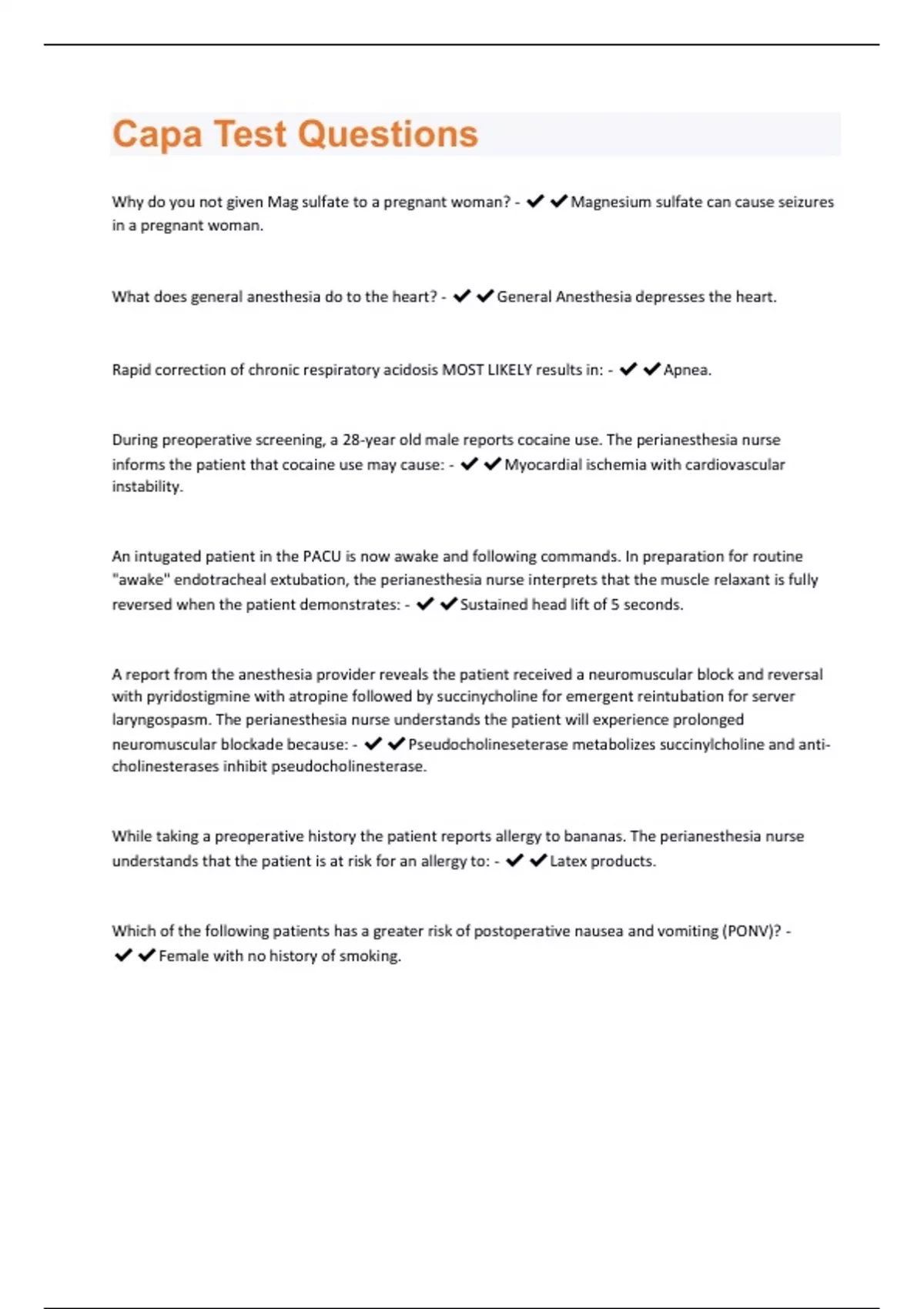 Capa Test Questions & Answers Solved 100% Correct!! - Capa - Stuvia US