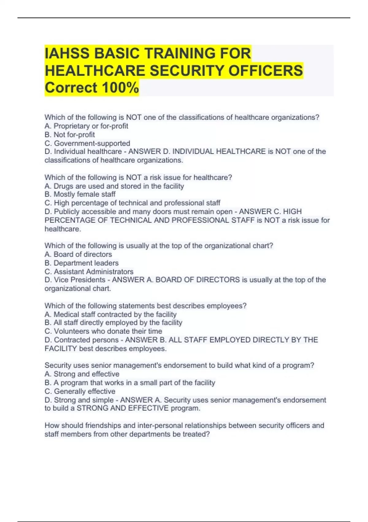 IAHSS (full study guide)Complete Questions & Answers(Latest Update ...
