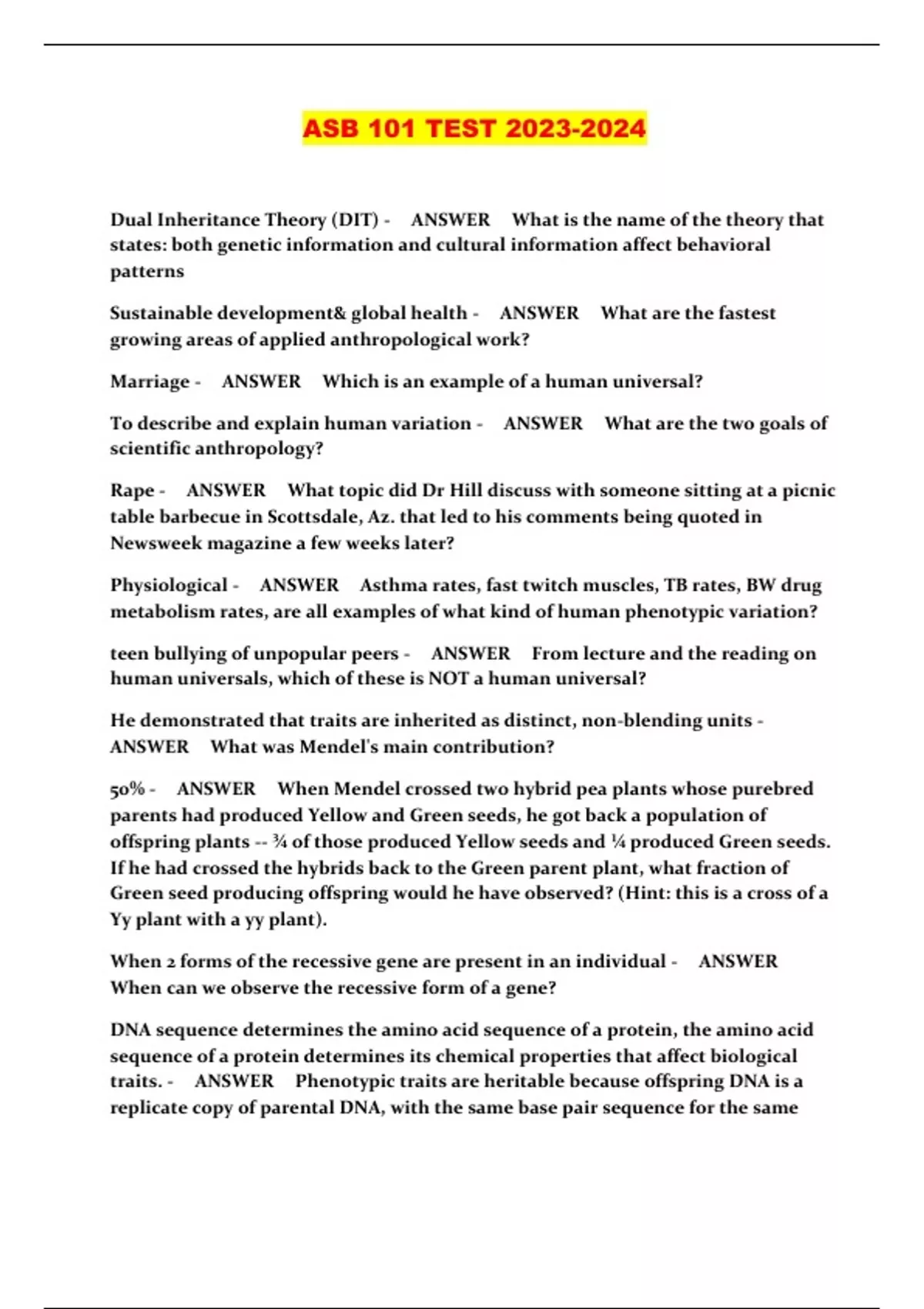 ASB 101 TEST - ASB 101 - Stuvia US