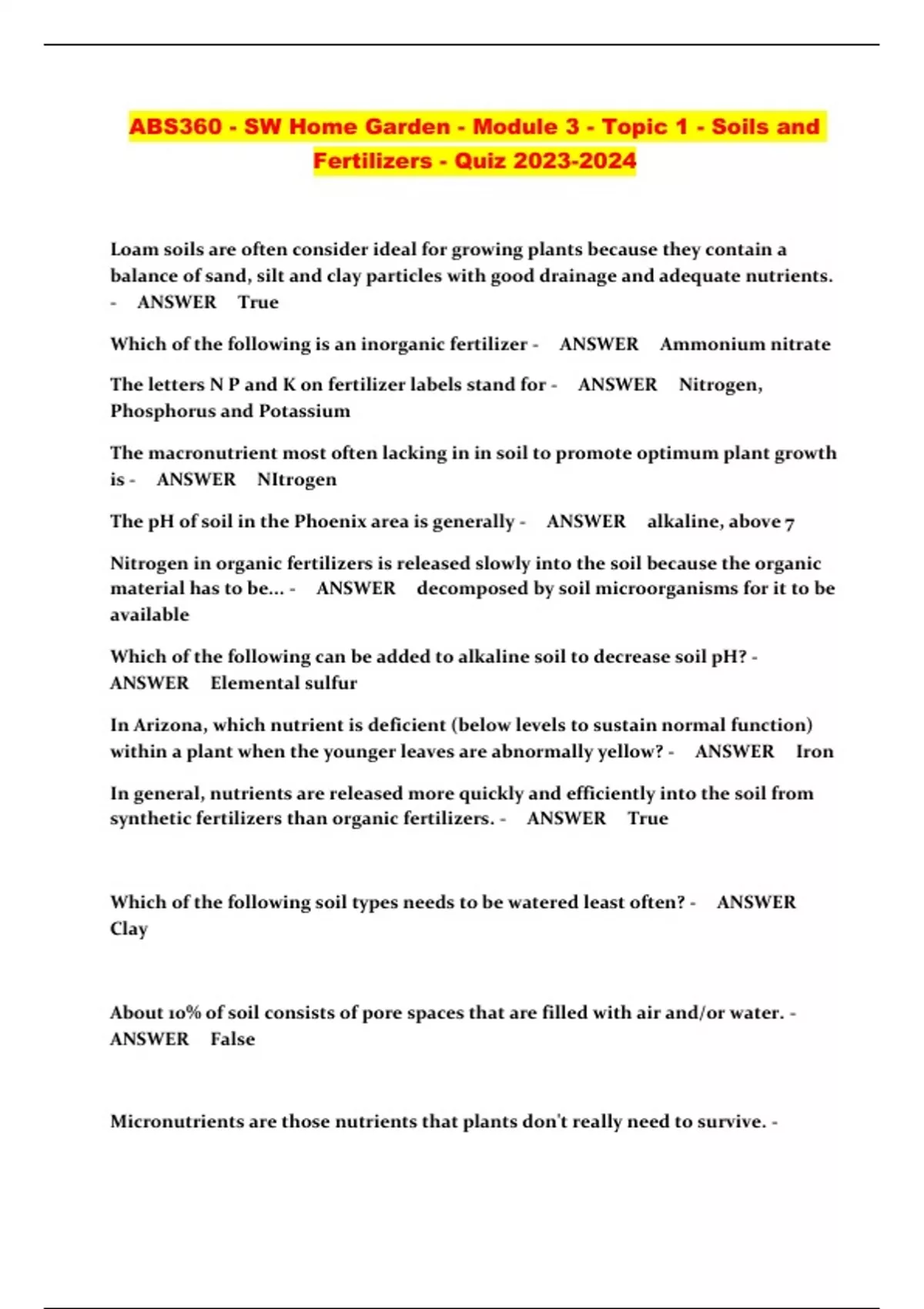 ABS360 - SW Home Garden - Module 3 - Topic 1 - Soils and Fertilizers ...