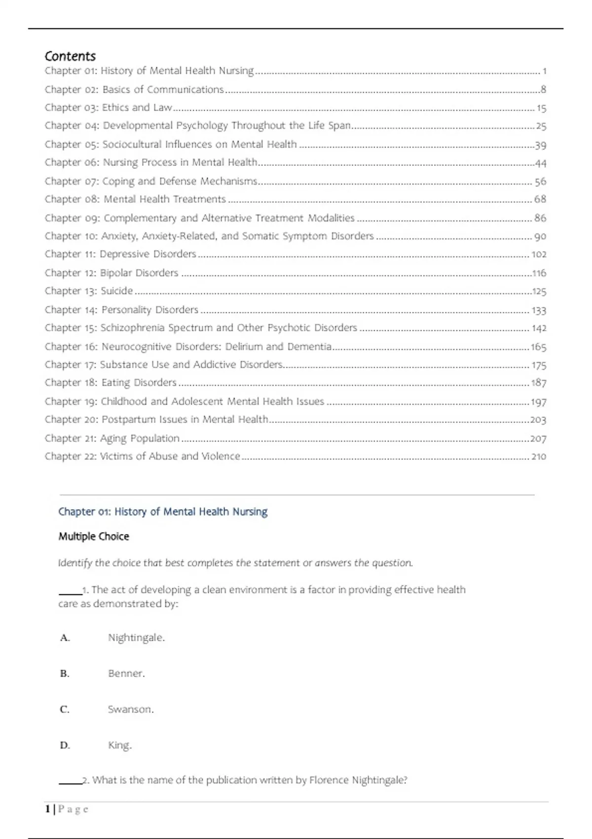 Test Bank Neeb's Mental Health Nursing (5e by Gorman and Anwar) - Stuvia US