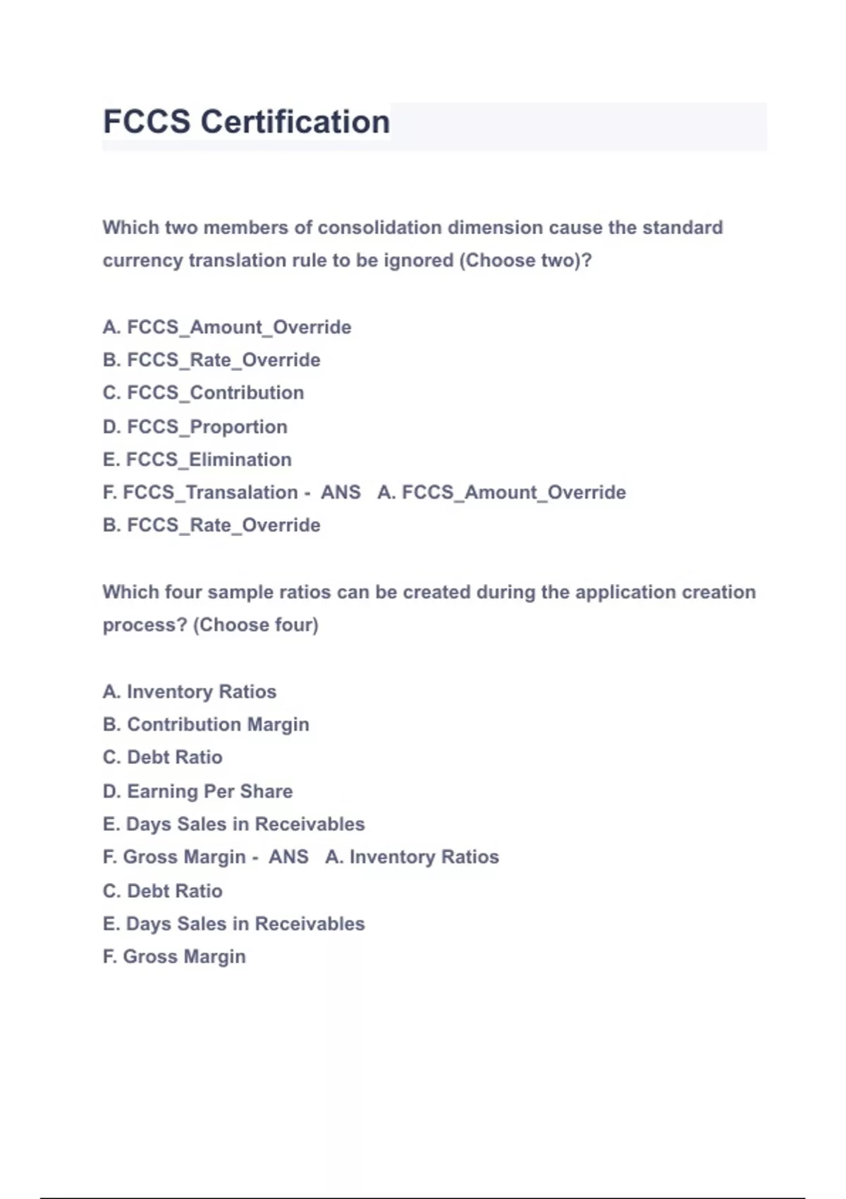 FCCS Certification QUESTIONS & ANSWERS 2023 ( A+ GRADED 100% VERIFIED) - FCCS - Stuvia US