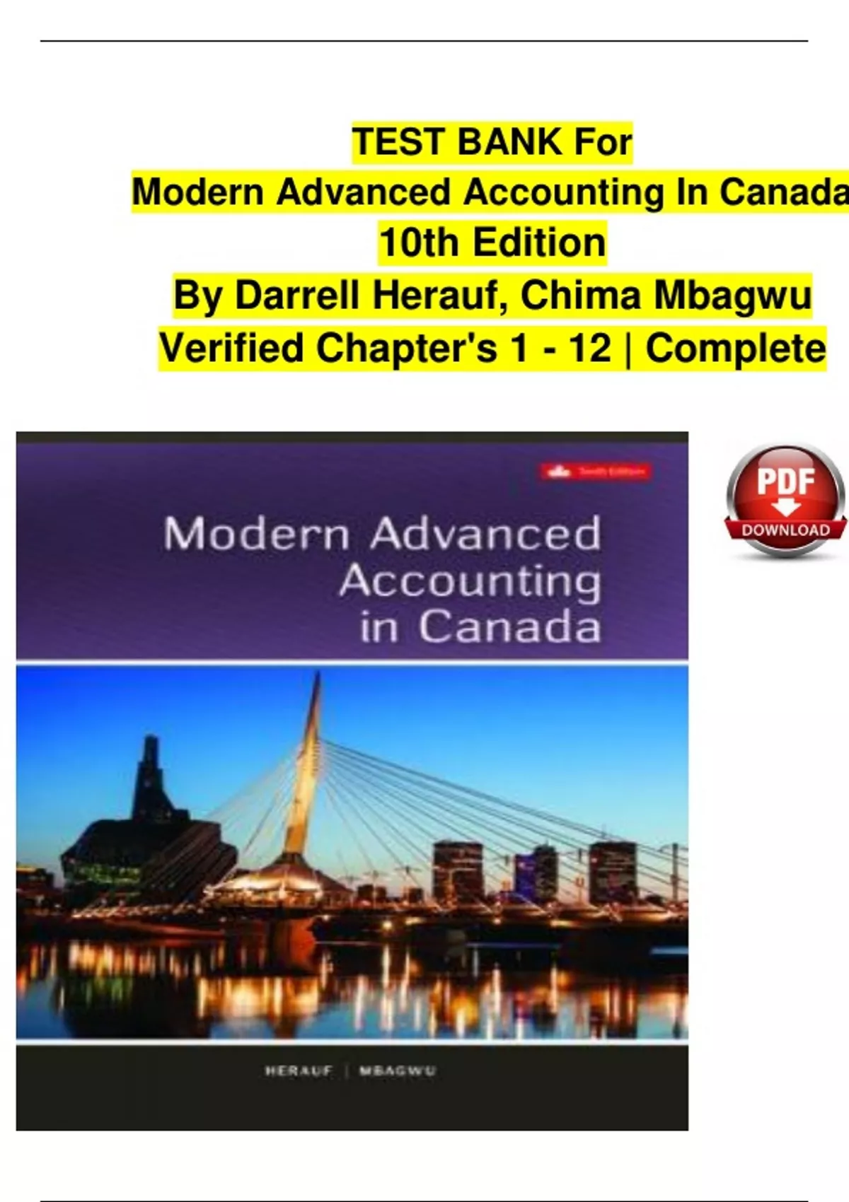 TEST BANK For Modern Advanced Accounting In Canada, 10th Edition By ...